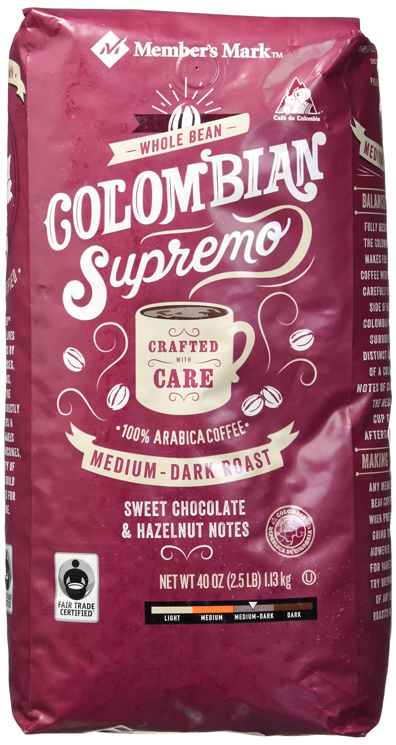 Amazon.com : Member's Mark Colombian Supremo Whole Bean Coffee (40 OZ ...