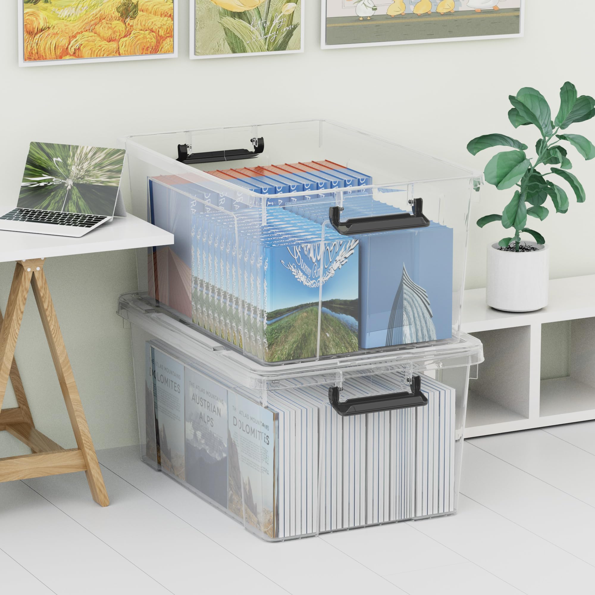 40Qt*4 Plastic Storage Bins, Storage Box, 4 Pack, Tote Organizing ...