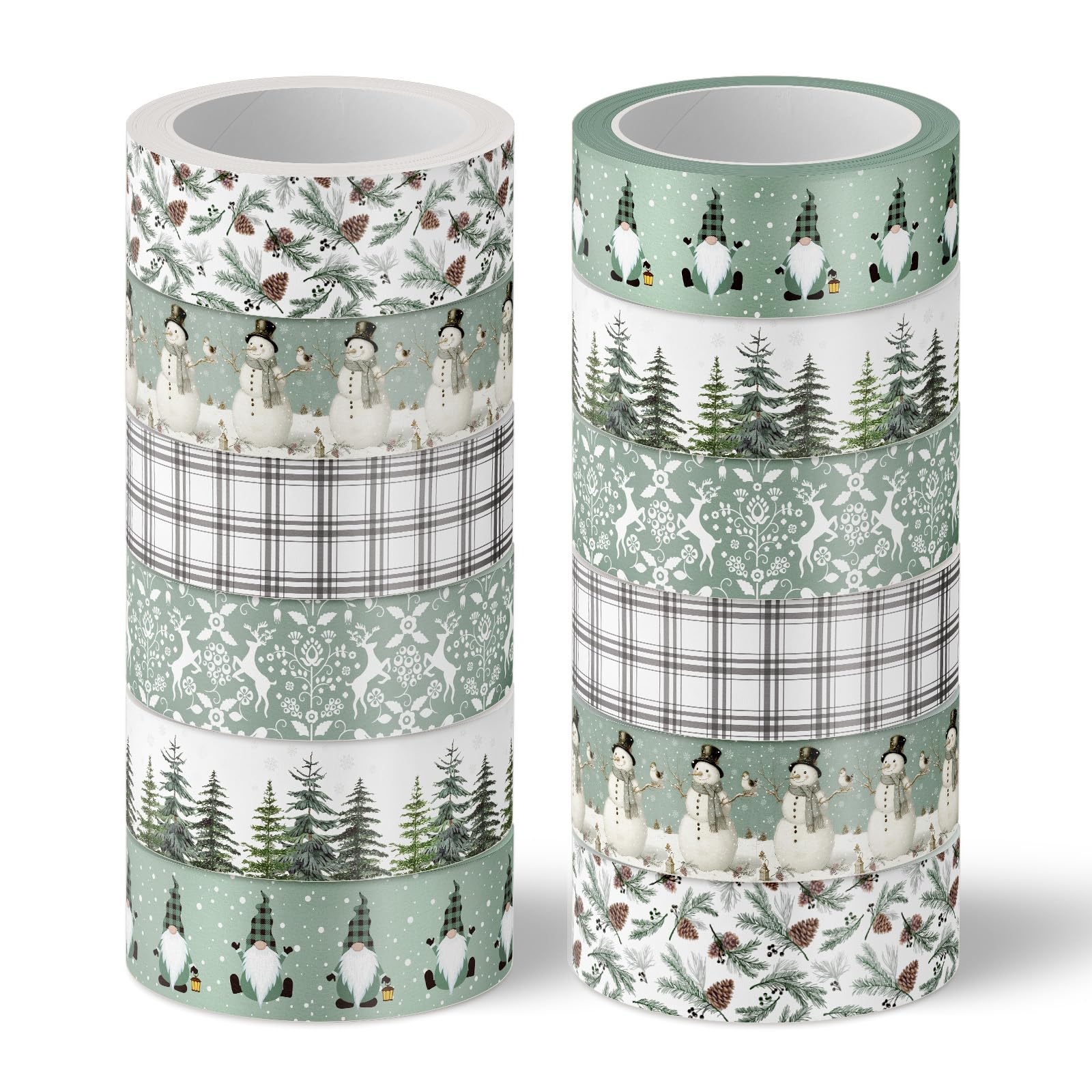 Amazon.com: Whaline 12 Rolls Christmas Washi Tape Sage Green Xmas Tree ...