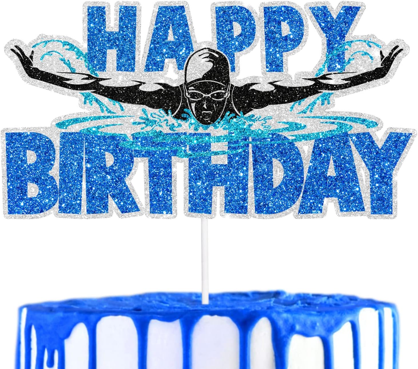 Amazon.com: Swim Cake Topper Athlete Happy Birthday Decorations, Summer ...