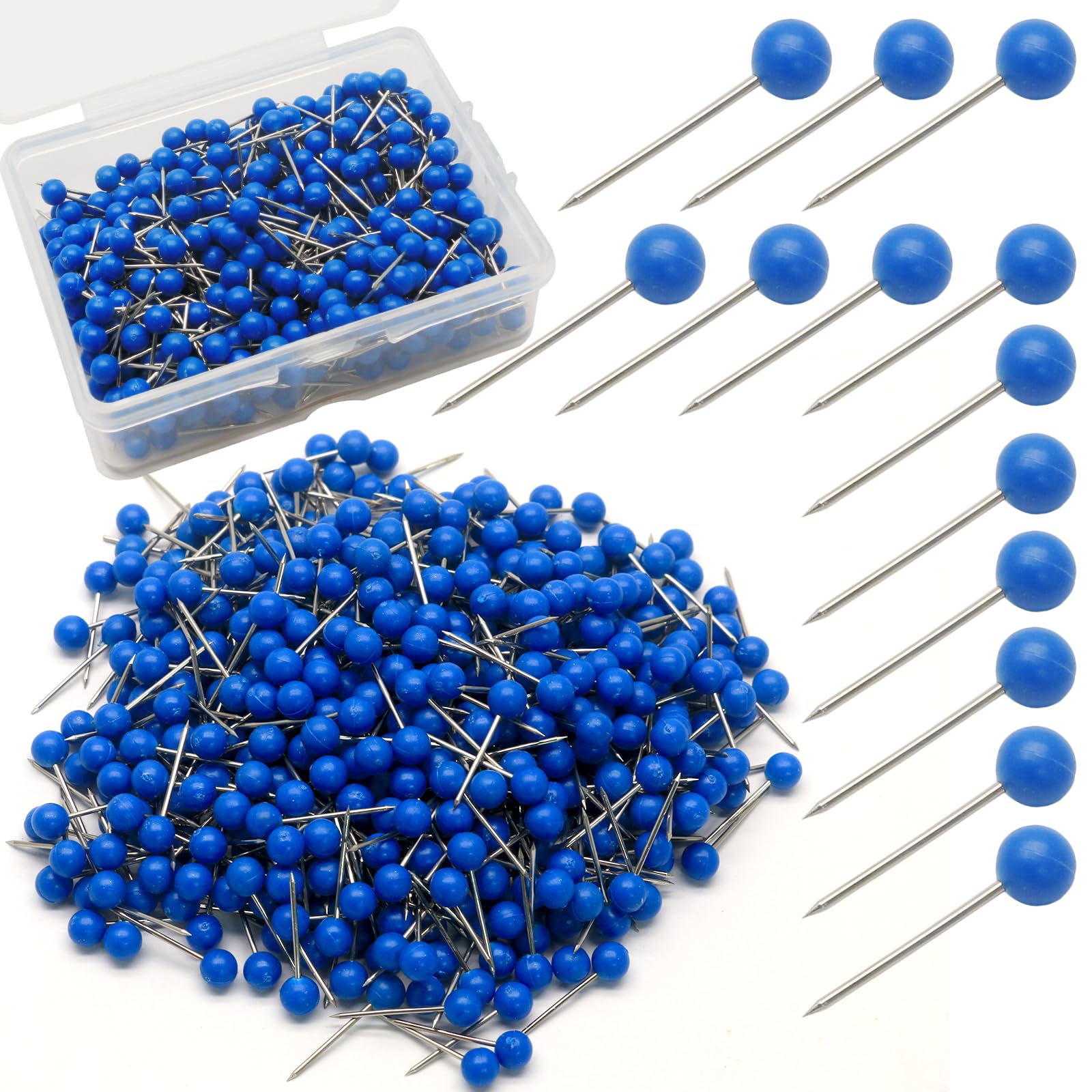 Amazon.com: Auvotuis 500Pcs Blue Map Pins, 1/8 Inch Map Tacks, Round ...