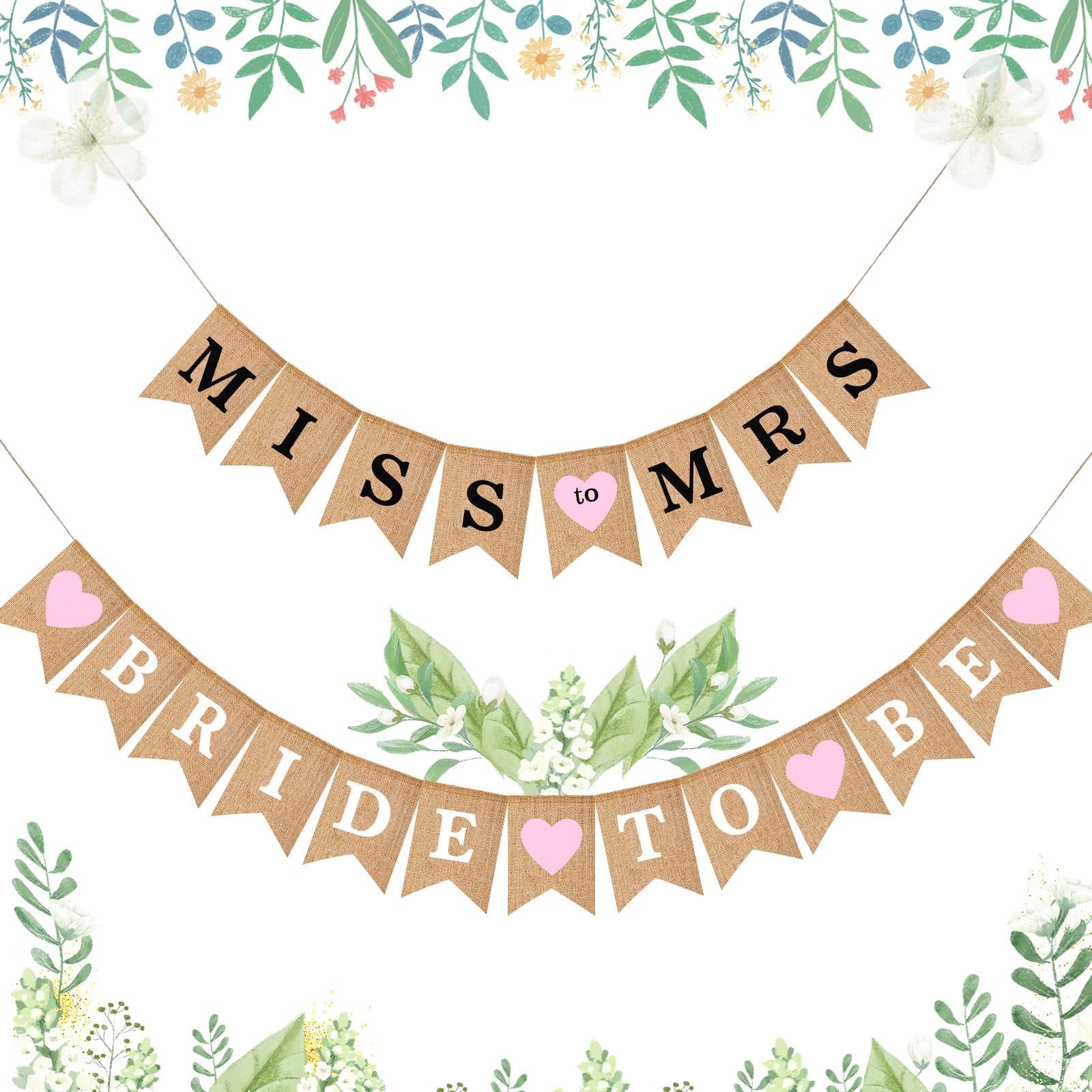 Amazon.com: MISS TO MRS Banner Vintage Wedding Party Decoration : Home ...