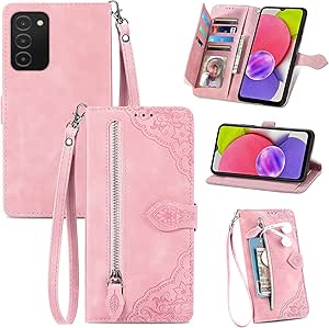Amazon.com: Refilerss Samsung Galaxy A03S Wallet Case Zipper Pocket with Card Holder Slot ...