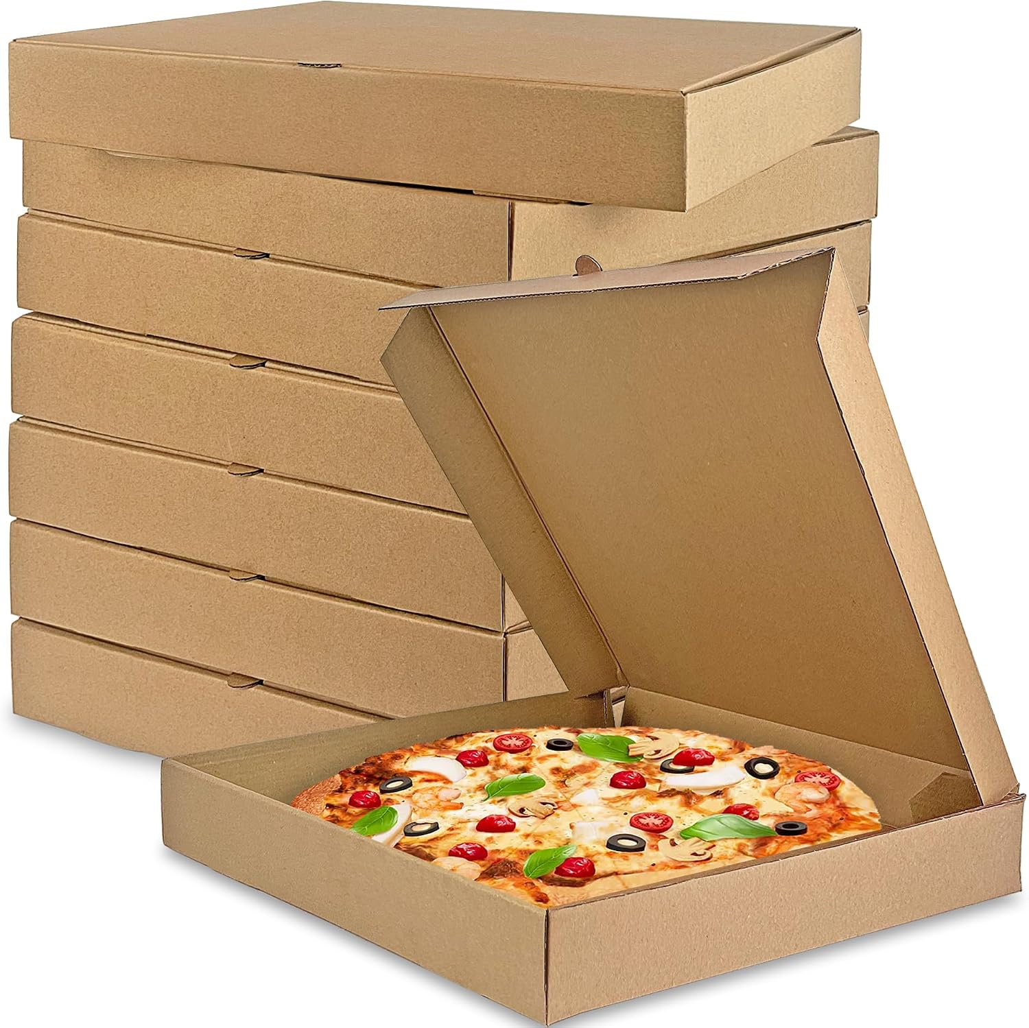 Amazon.com: KEEPARTY 8PCS 16x16×2 Inch Pizza Boxes Kraft Corrugated ...