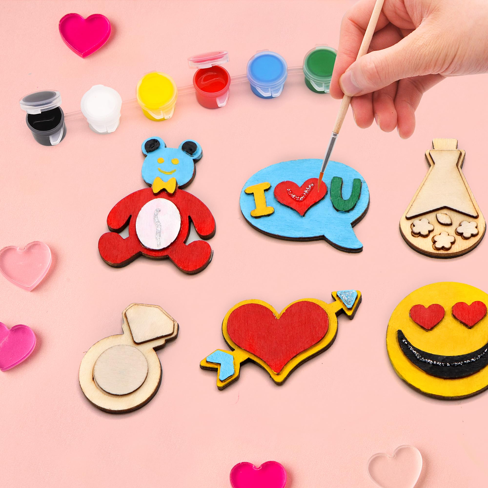 Snapklik.com : JOYIN 12Pcs Valentines Day Wooden Magnet Painting Craft ...