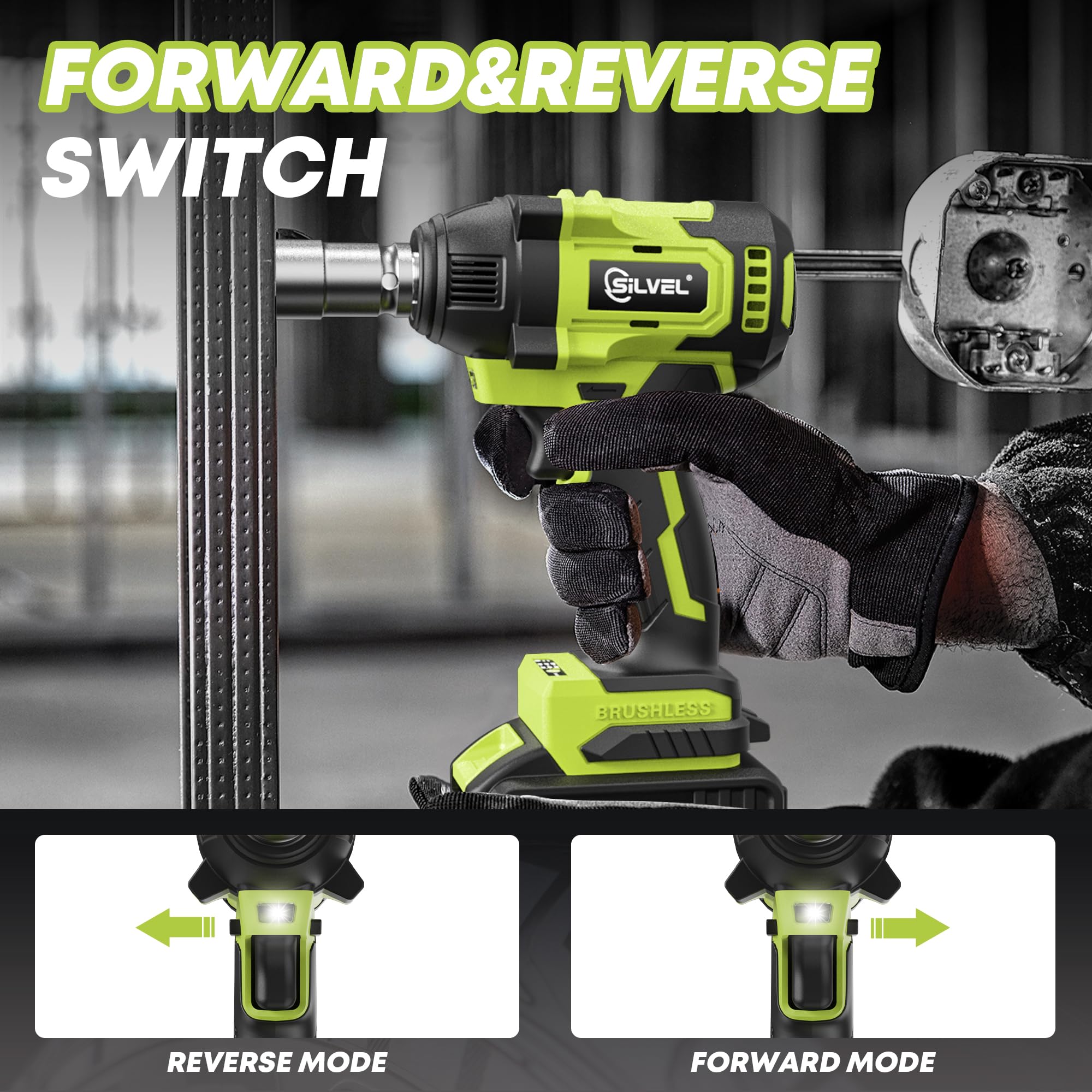 Snapklik.com : Cordless Impact Wrench, MAX 500NM Brushless Impact Gun 1 ...