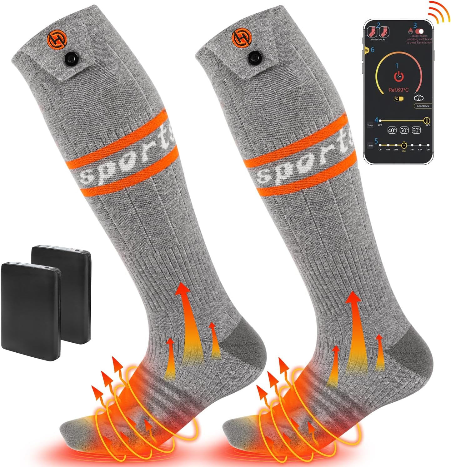 Amazon.com: Heated Socks for Men Women APP Control Electric Heating ...