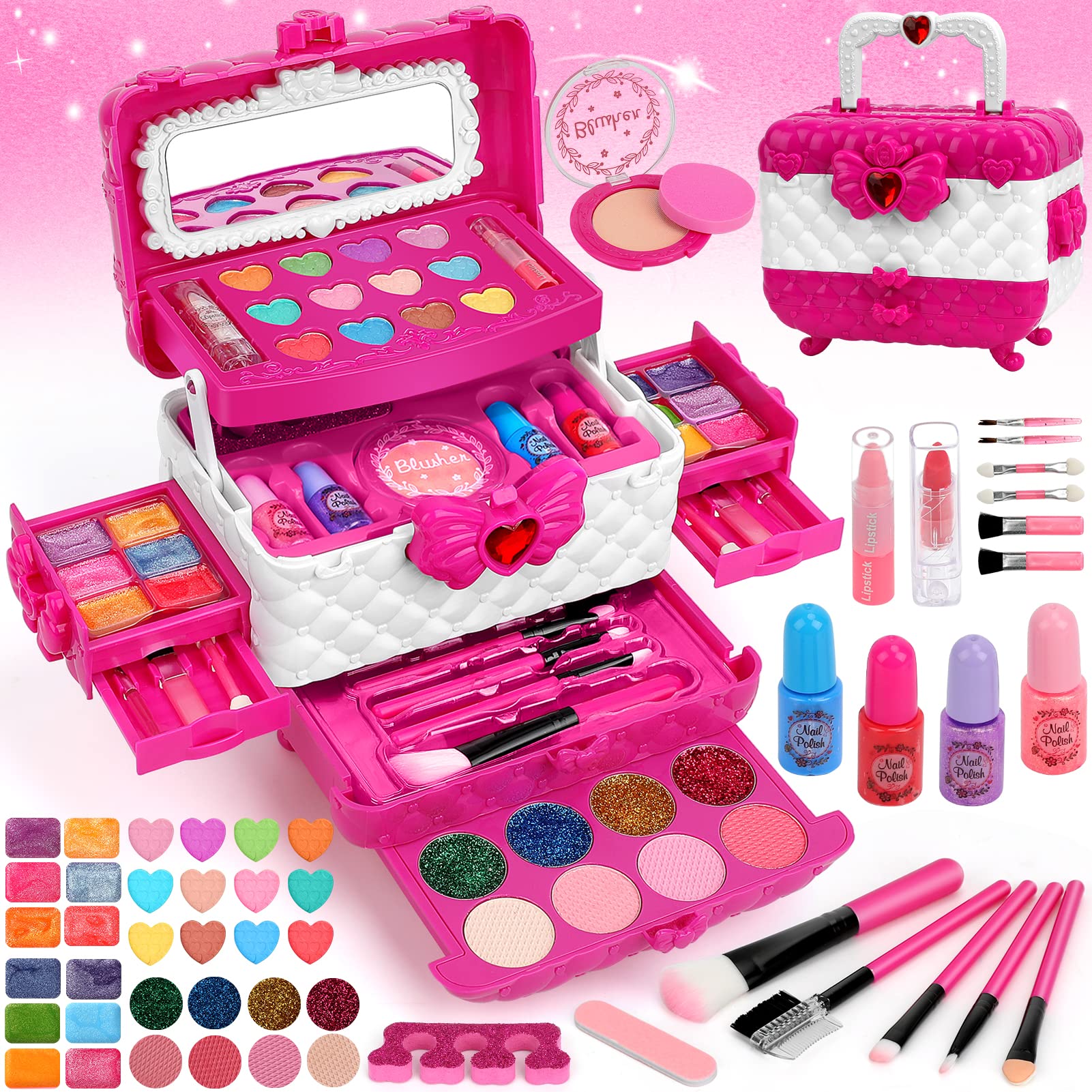 Kids Makeup Kit for Girls, 54PCS Teensymic Makeup Toys for Girls ...