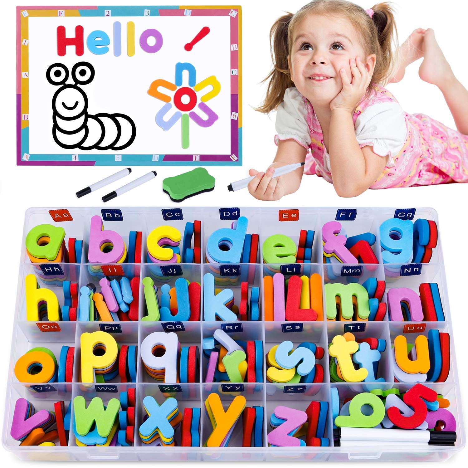 Buy 225PCS Magnetic Letters and Numbers for Kids with Double-Side ...