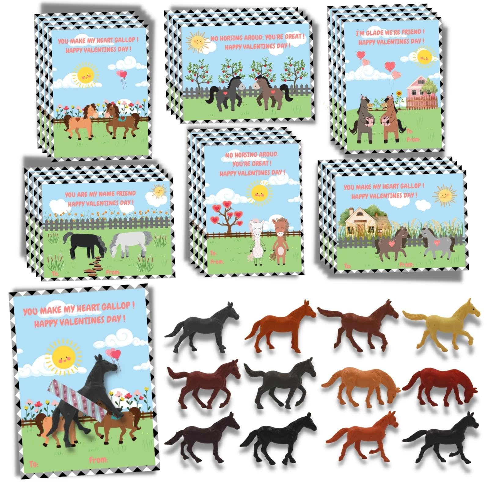 Amazon.com: VTYEPOU Valentines Cards for Kids Classroom - 24 Sets Horse ...