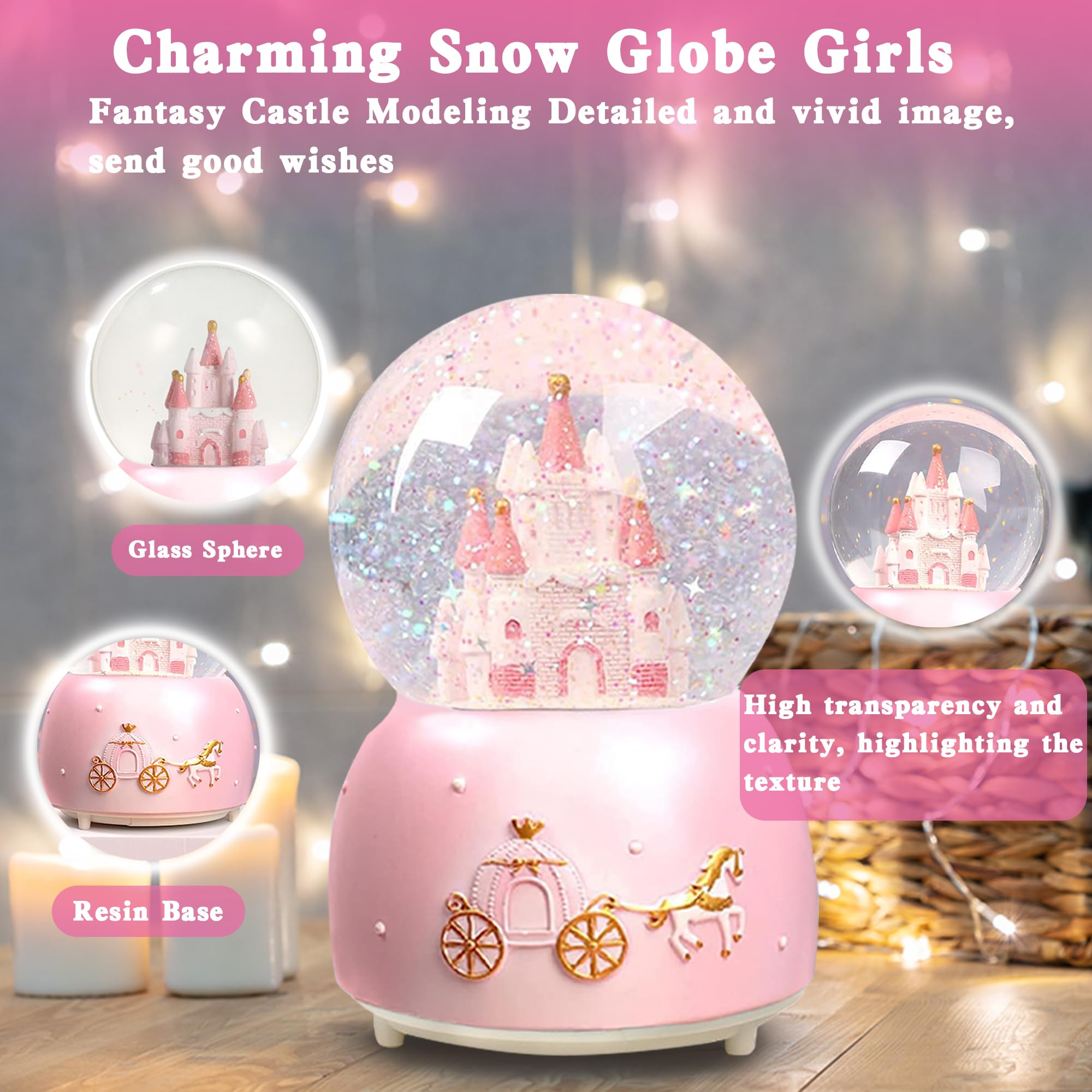 Snow Globe Aazon.co: Castle s, Luinous Usic Box, Cartoon Christas Snow ...