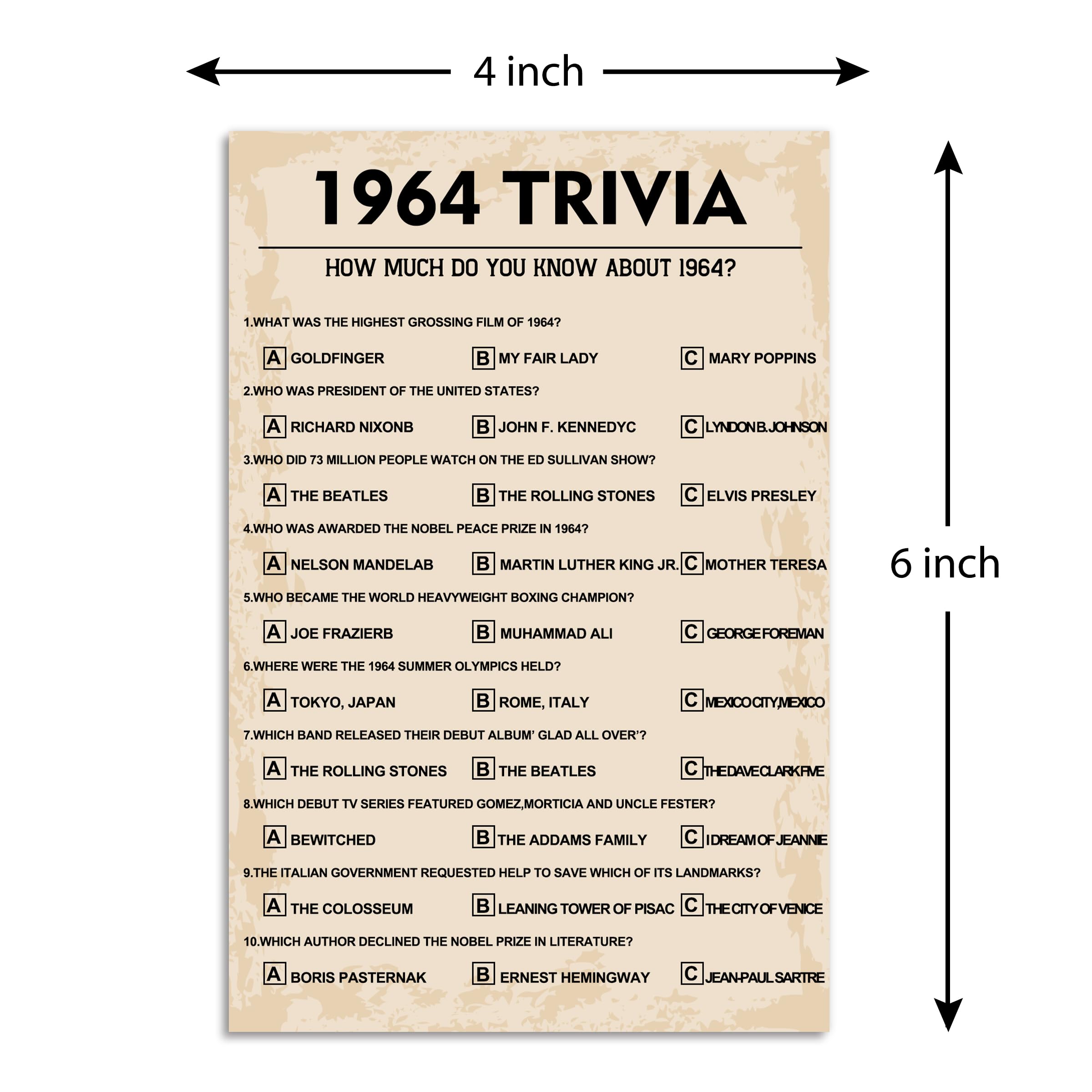 Snapklik.com : 60th Birthday Party Games, 1964 Trivia Games, Birthday ...