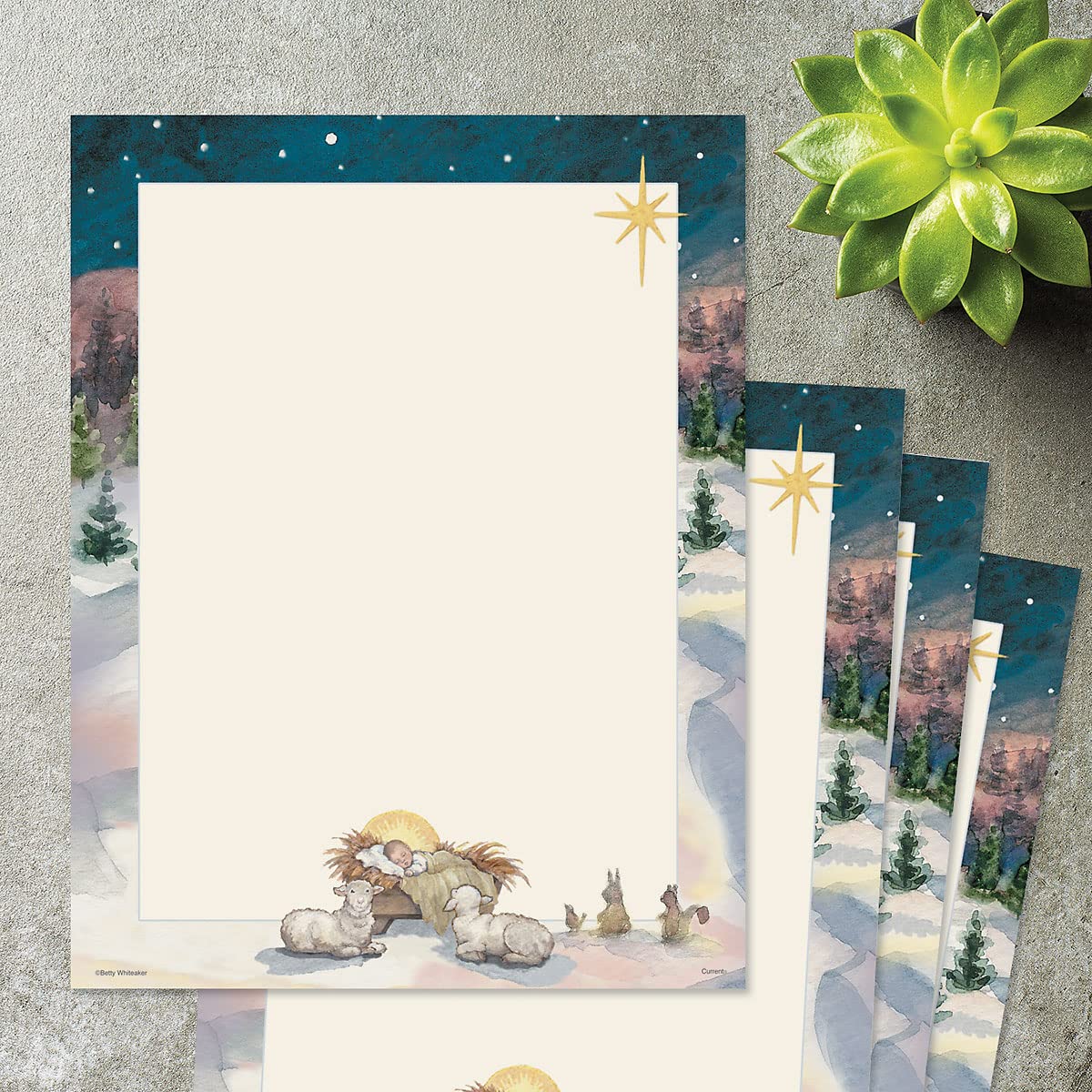 Snapklik.com : Christmas Tree Manger Stationery - Holiday Letters