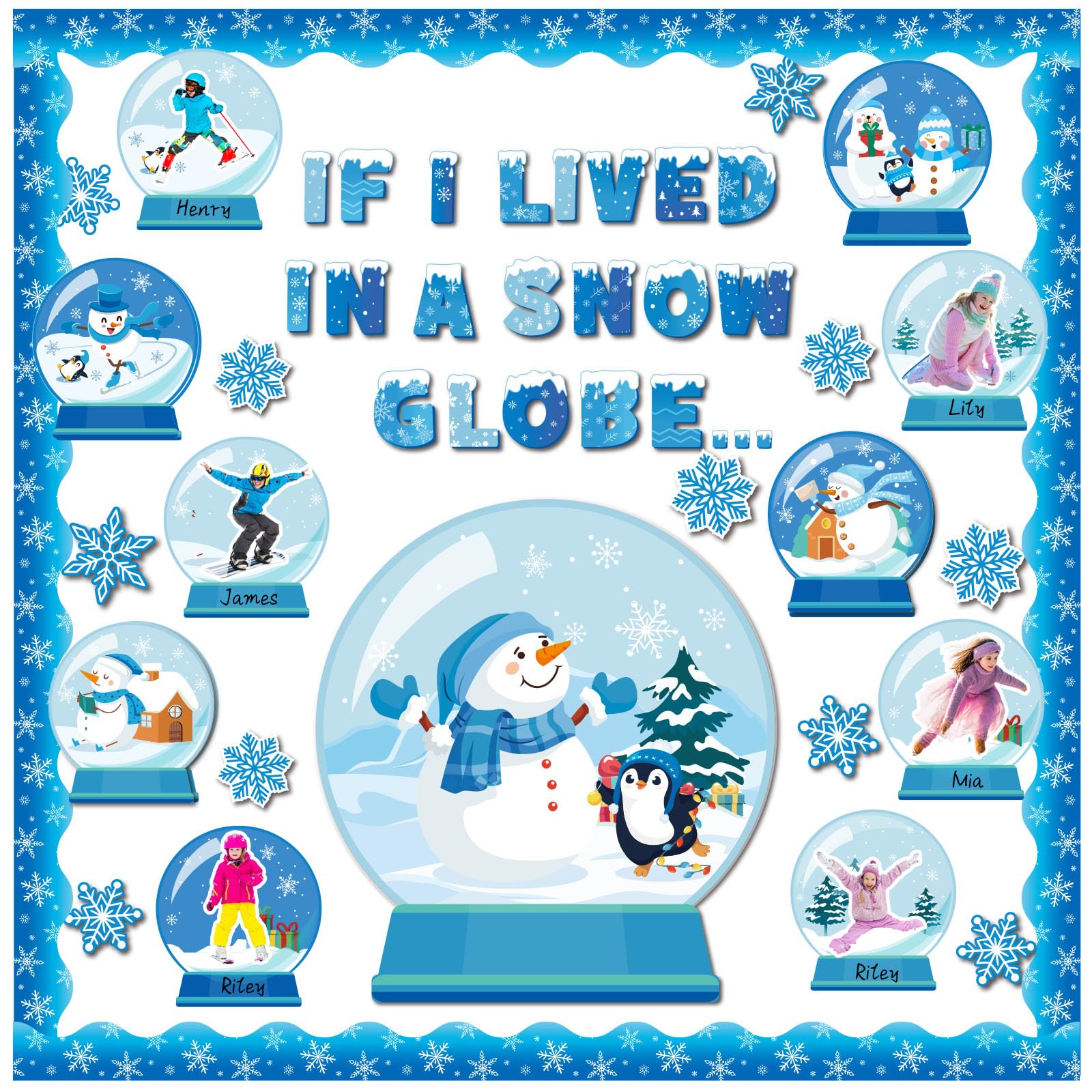 Amazon.com: Dispowreath Winter Bulletin Board Decorations Set Winter ...