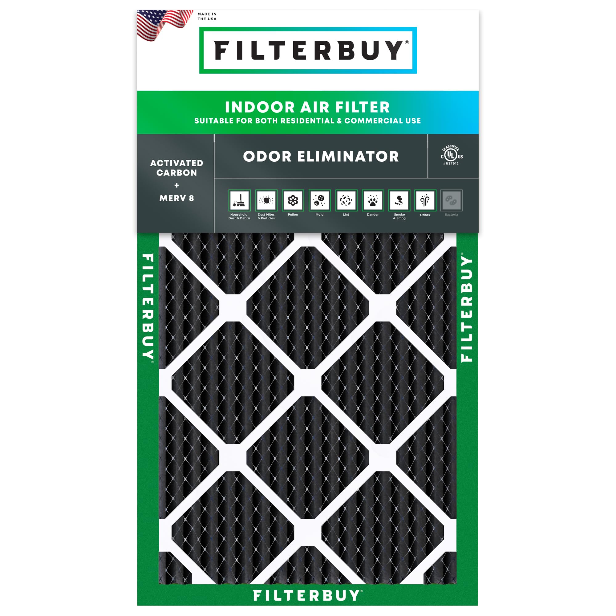 Filterbuy 16x25x1 Air Filter MERV 8 Odor Eliminator (1-Pack), Pleated ...