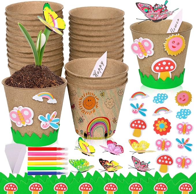 Amazon.com: Garden Paper Pot Craft Kit 20 Pack Flower Plant Spring ...