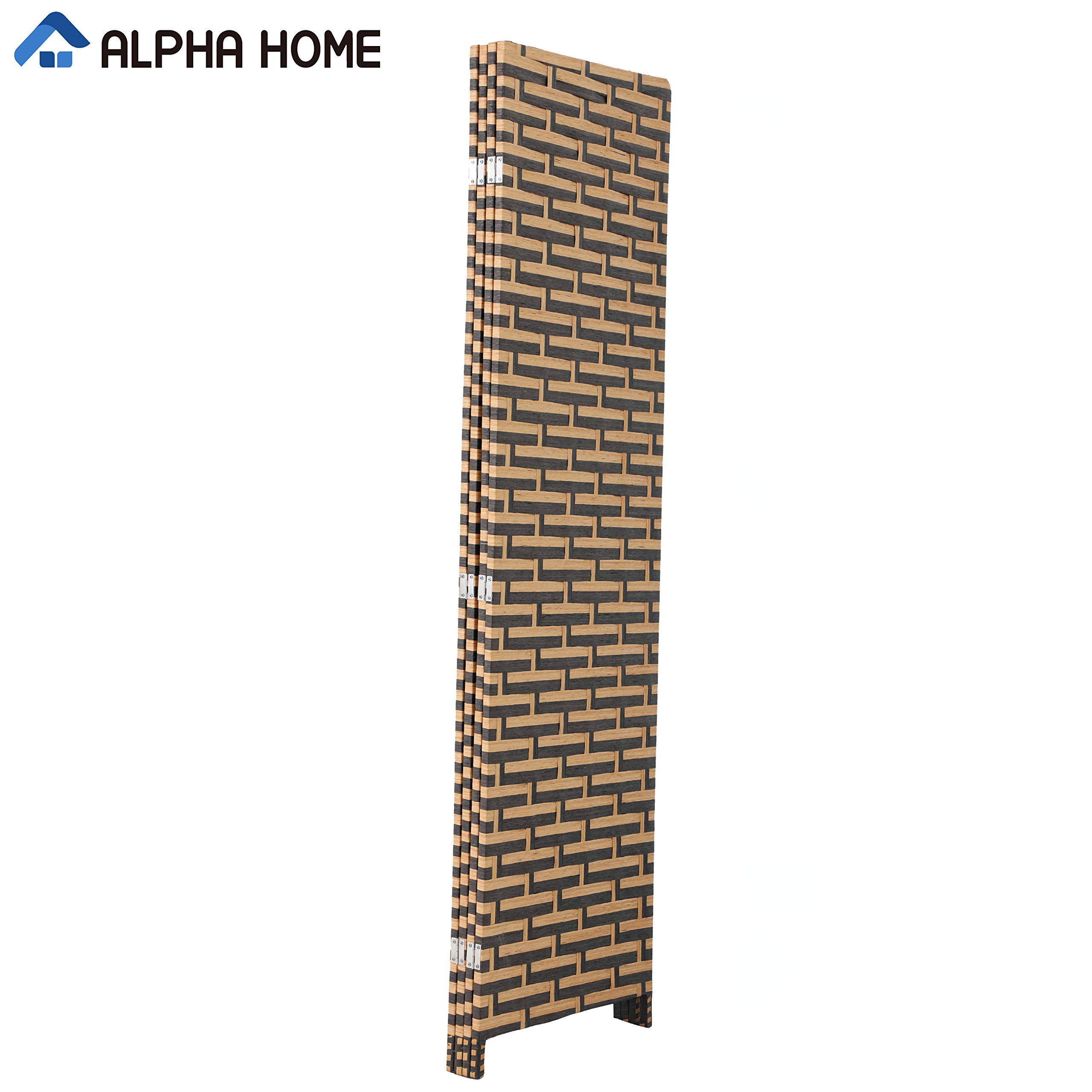 ALPHA HOME Woven Room Divider 4 Panel 6 Ft Portable Wide Tall Double ...