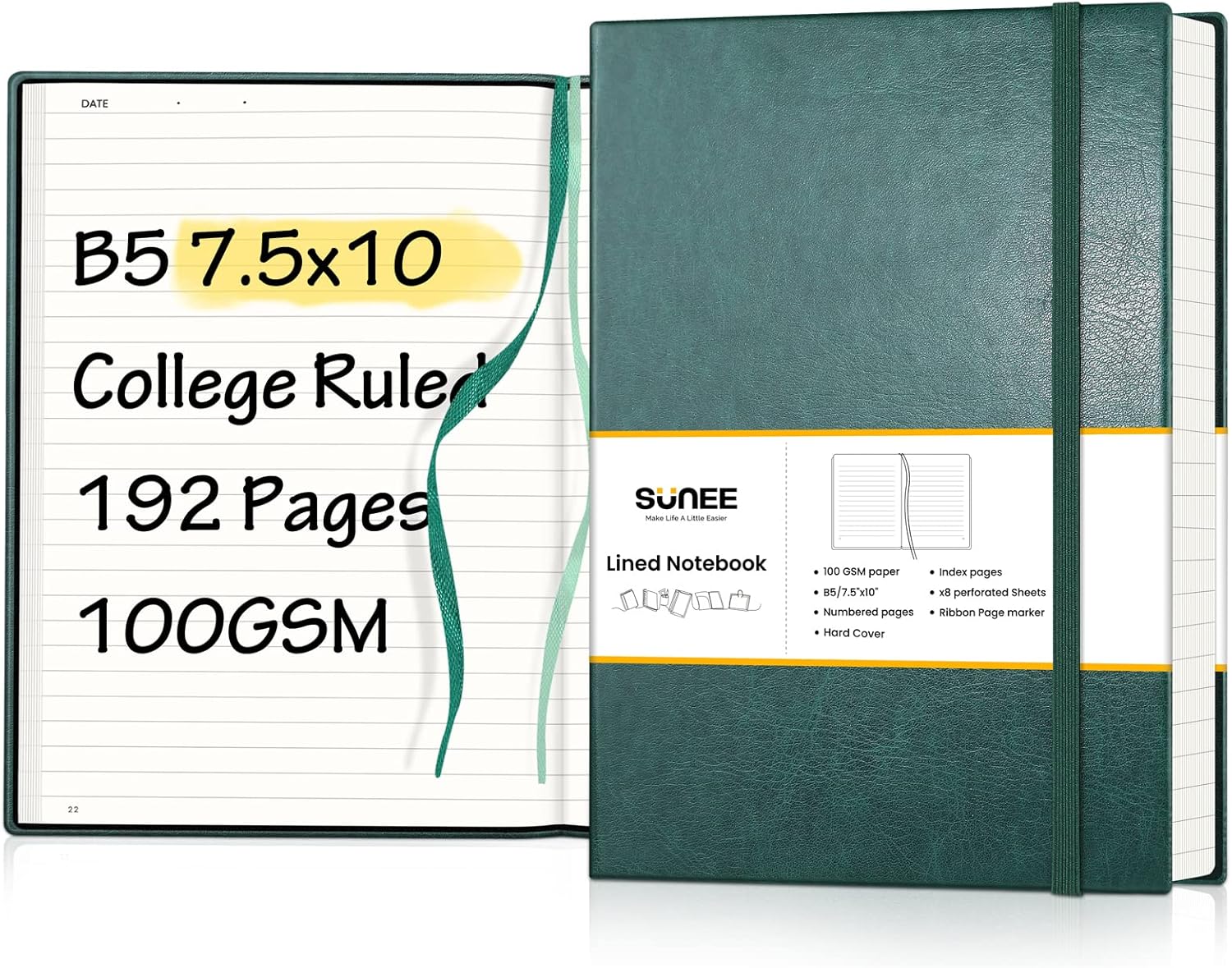 Amazon.com : SUNEE B5 College Ruled Lined Journal Notebook with 192 ...