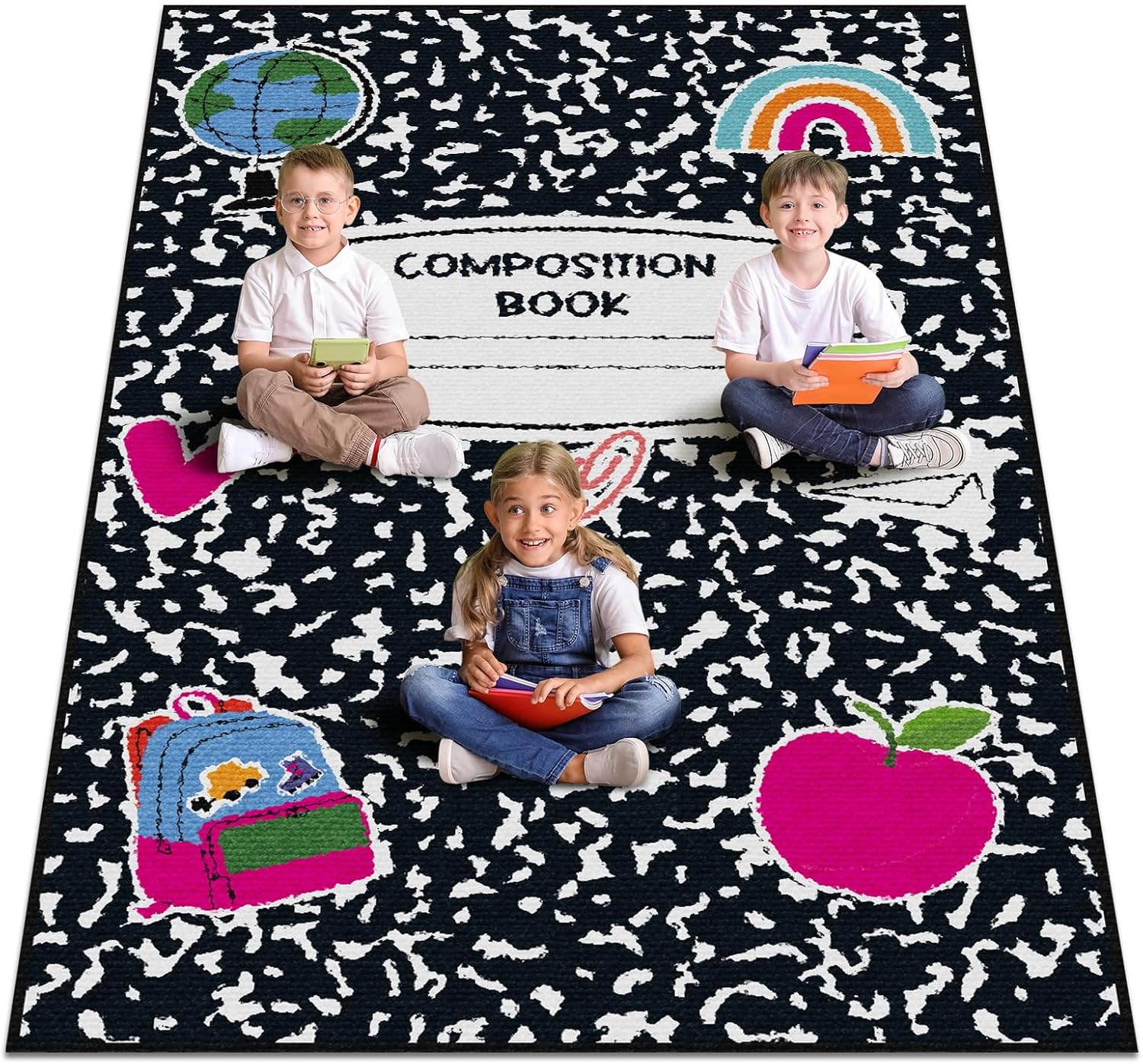 Amazon.com: Teenyyou 5 x 7.6 ft Large Classroom Rug Composition Book ...