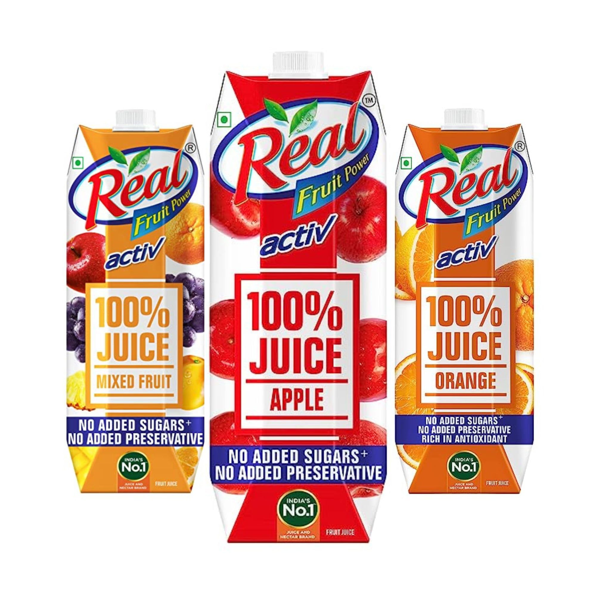 DABUR Real Activ Fruit Juice Combo : Real Activ 100% Apple Juice - 1L ...