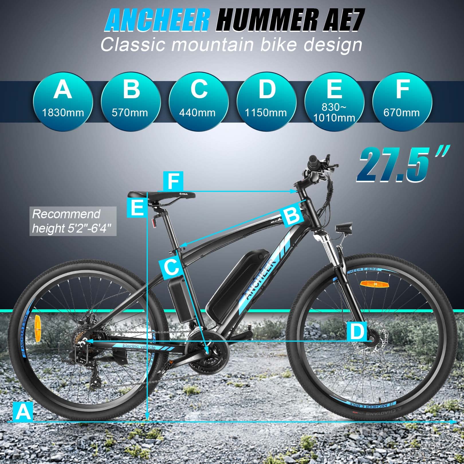 Snapklik.com : ANCHEER Hummmer Electric Bike For Adults 27.5 Peak 750W ...