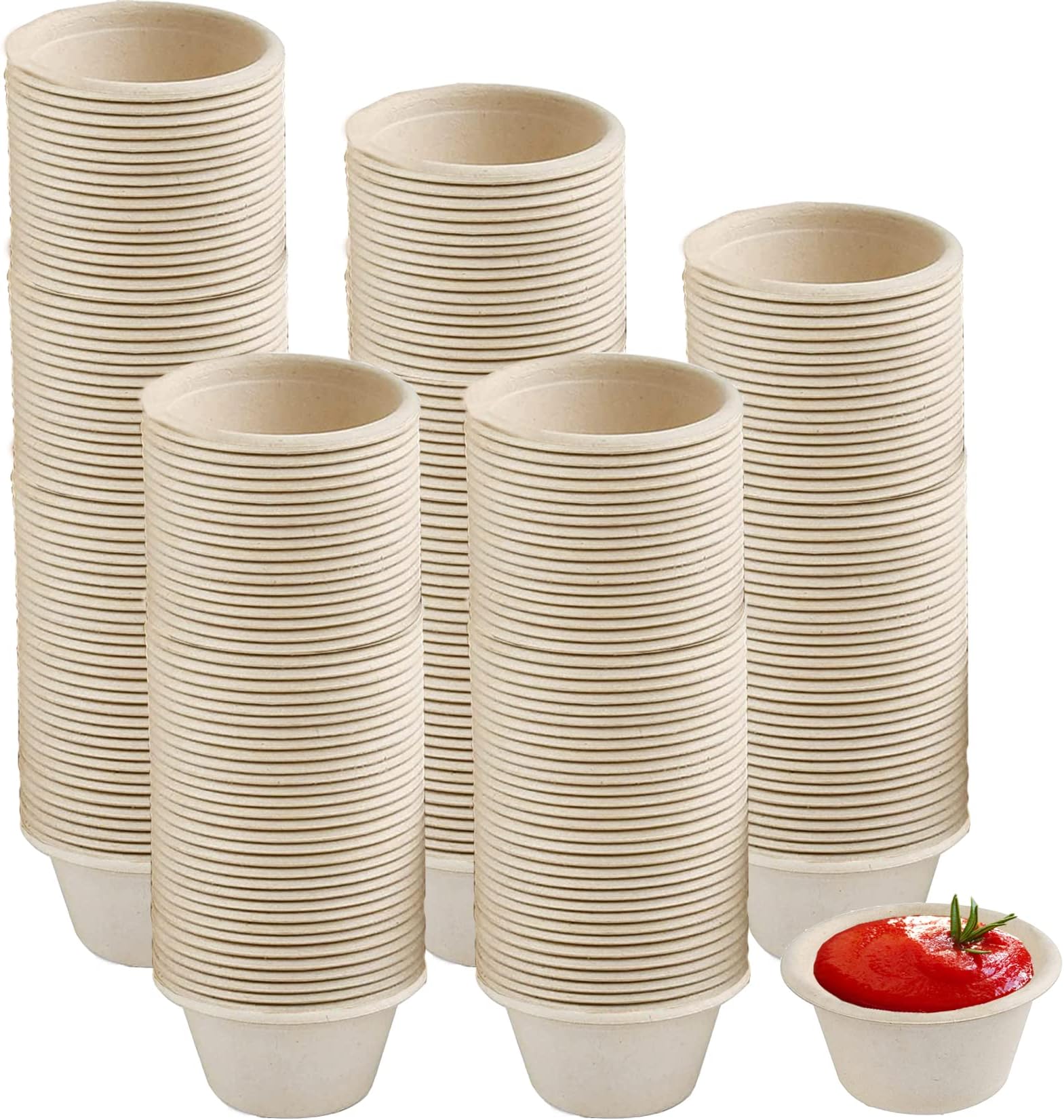 Amazon.com: LeonBach 200 Pack 2oz Natural Sugarcane Paper Bowls ...