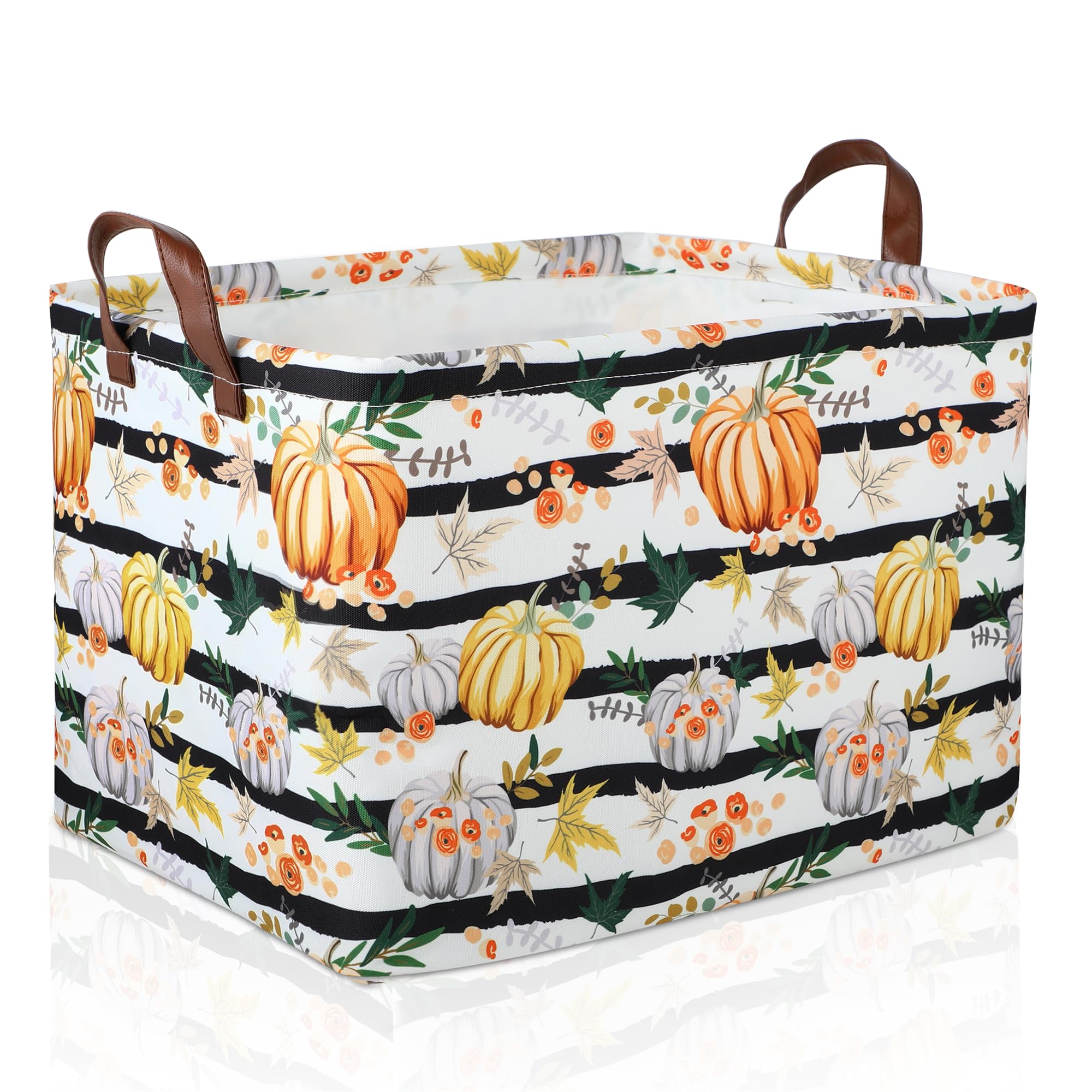 Amazon.com: Funnewban Fall Pumpkin Storage Bin Basket Collapsible with ...