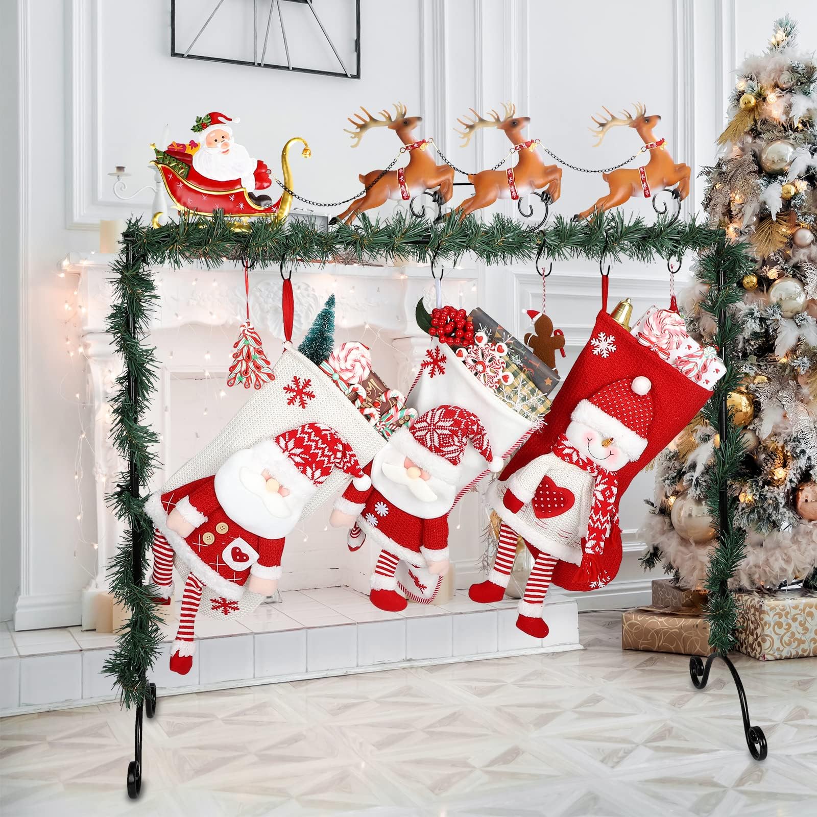 Amazon.com: Profully 6 Hooks Christmas Stocking Holder Stand, Black ...