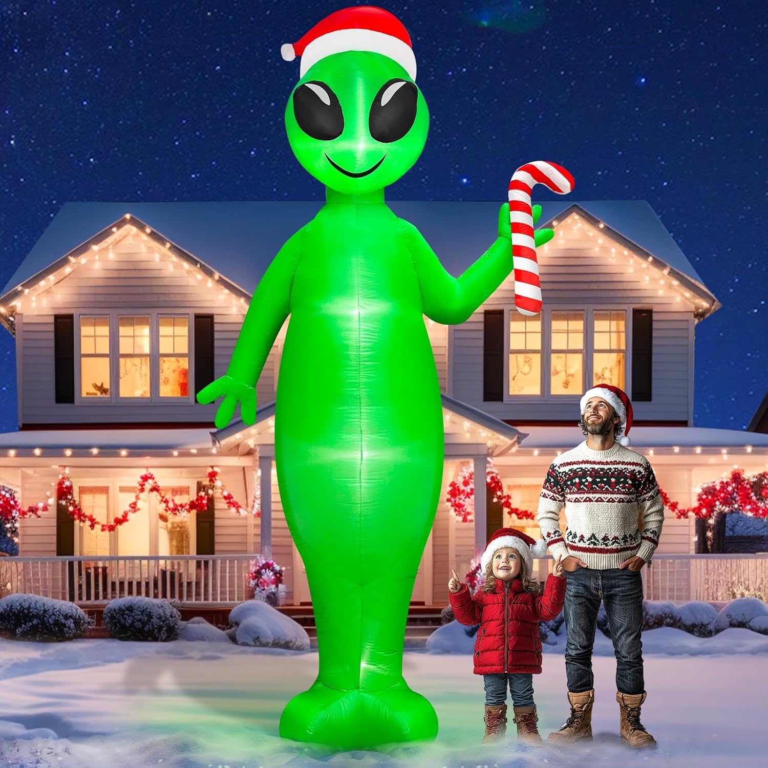 Amazon.com: 12 Ft Giant Christmas Inflatable Alien Outdoor Decoration ...
