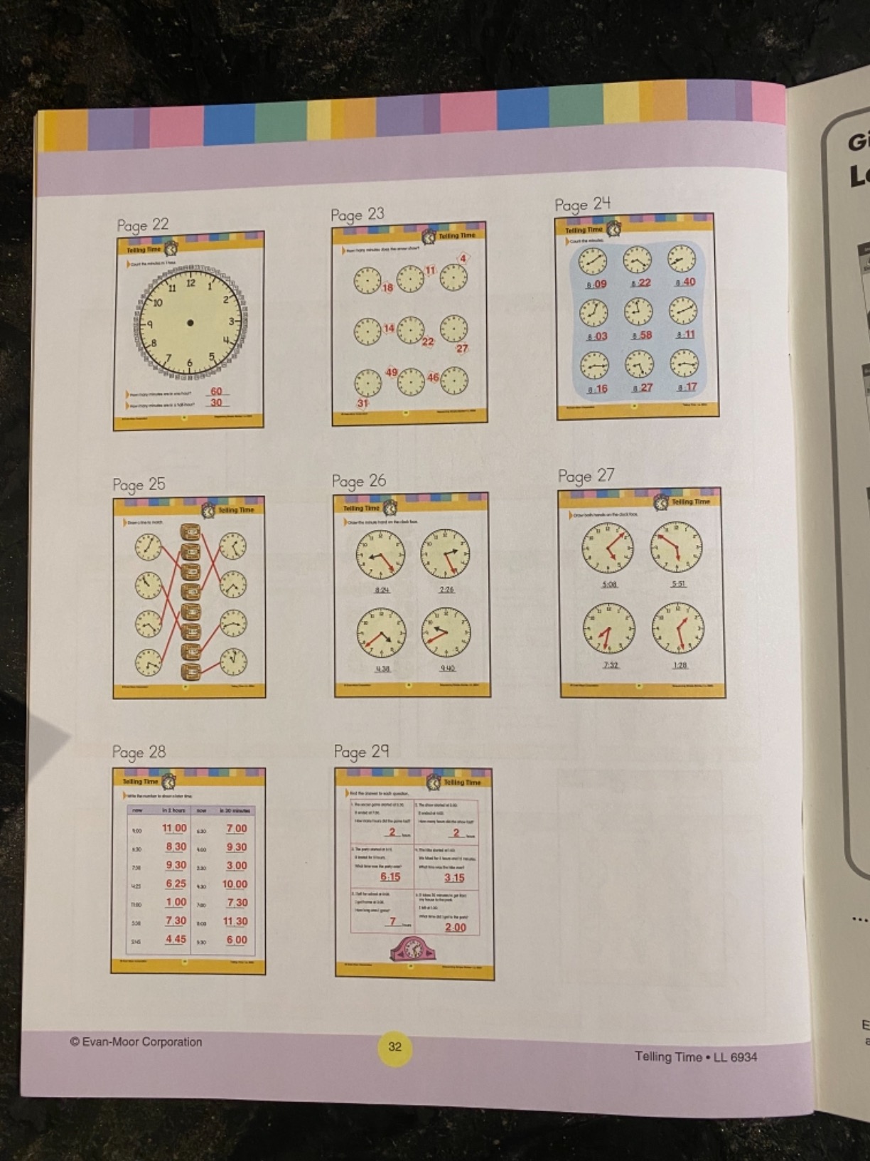 Learning Line: Telling Time, Grade 1 - 2 Workbook: Evan Moor ...