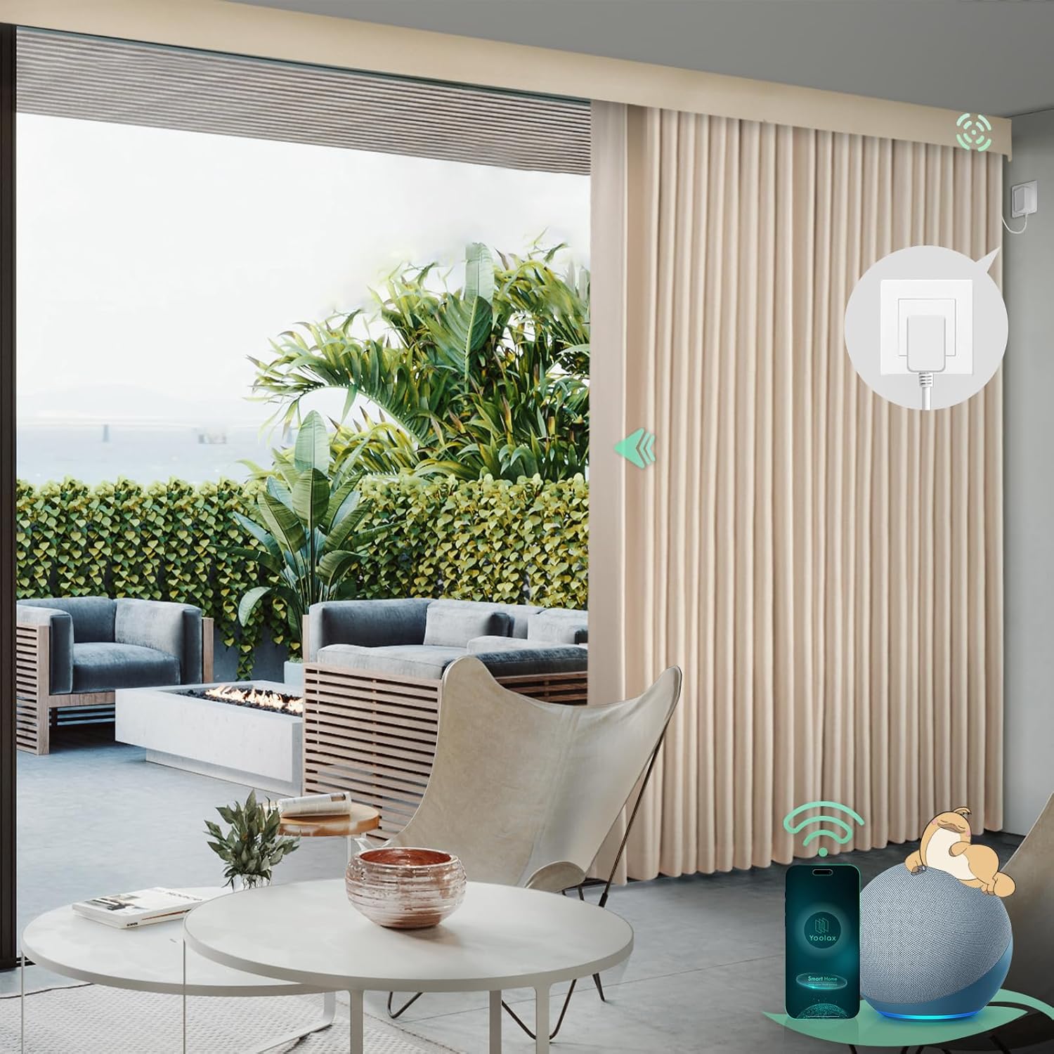 Amazon.com: Yoolax Motorized Curtains with Remote, Blackout Curtains ...