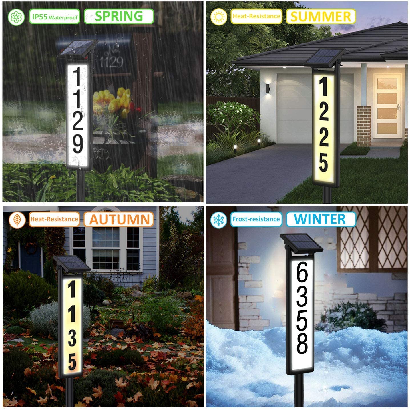 SUNGATH Lighted House Numbers for Outside, Waterproof Solar Address ...
