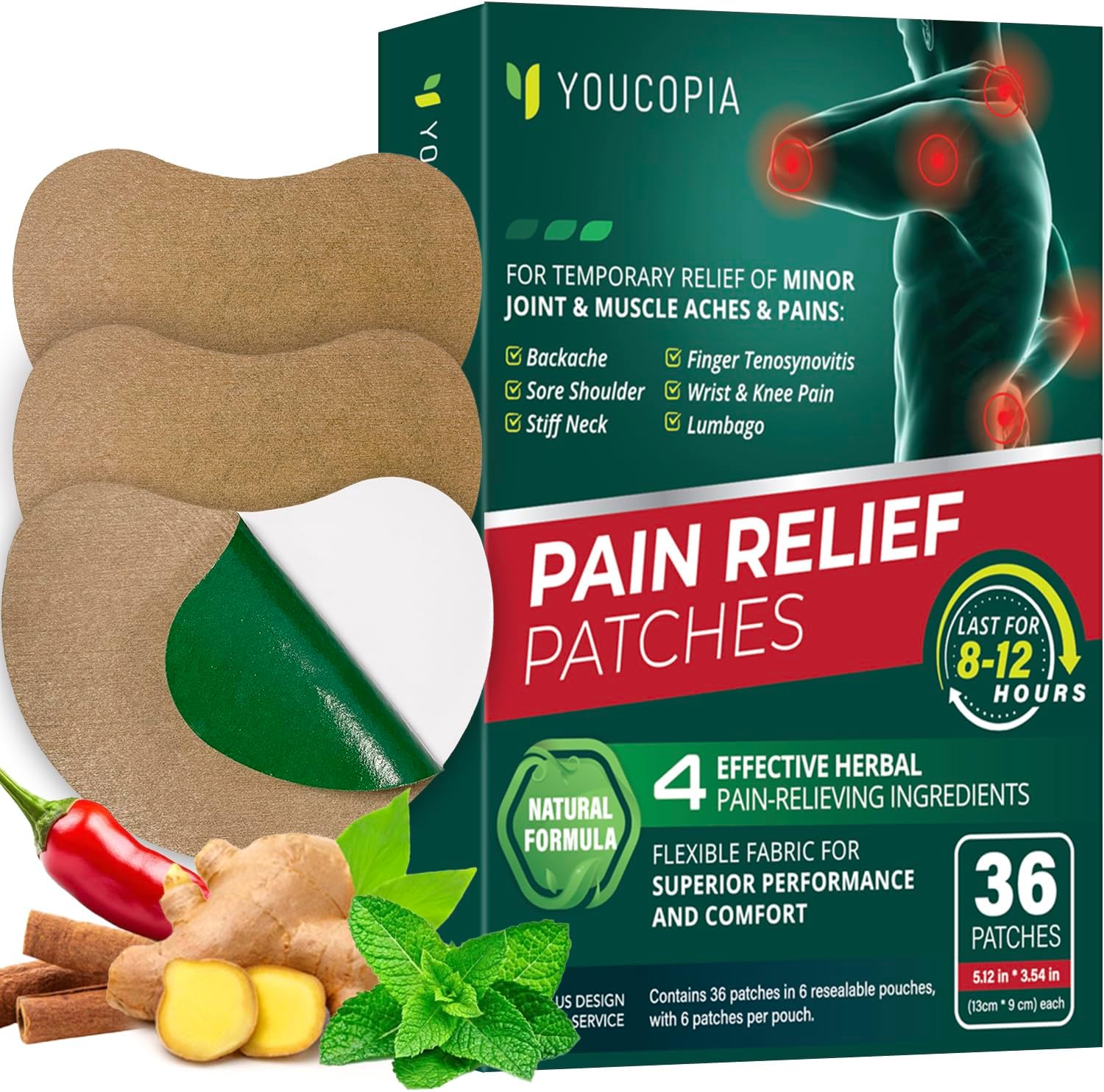 Amazon.com: YOUCOPIA Knee Joint Relief Heat Patches: 36 Count Natural ...