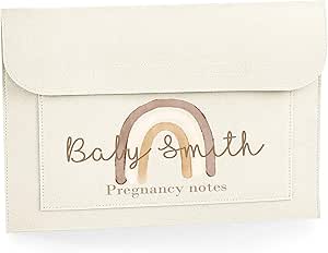 Personalised Beige Rainbow Pregnancy/Maternity Notes Document Folder ...