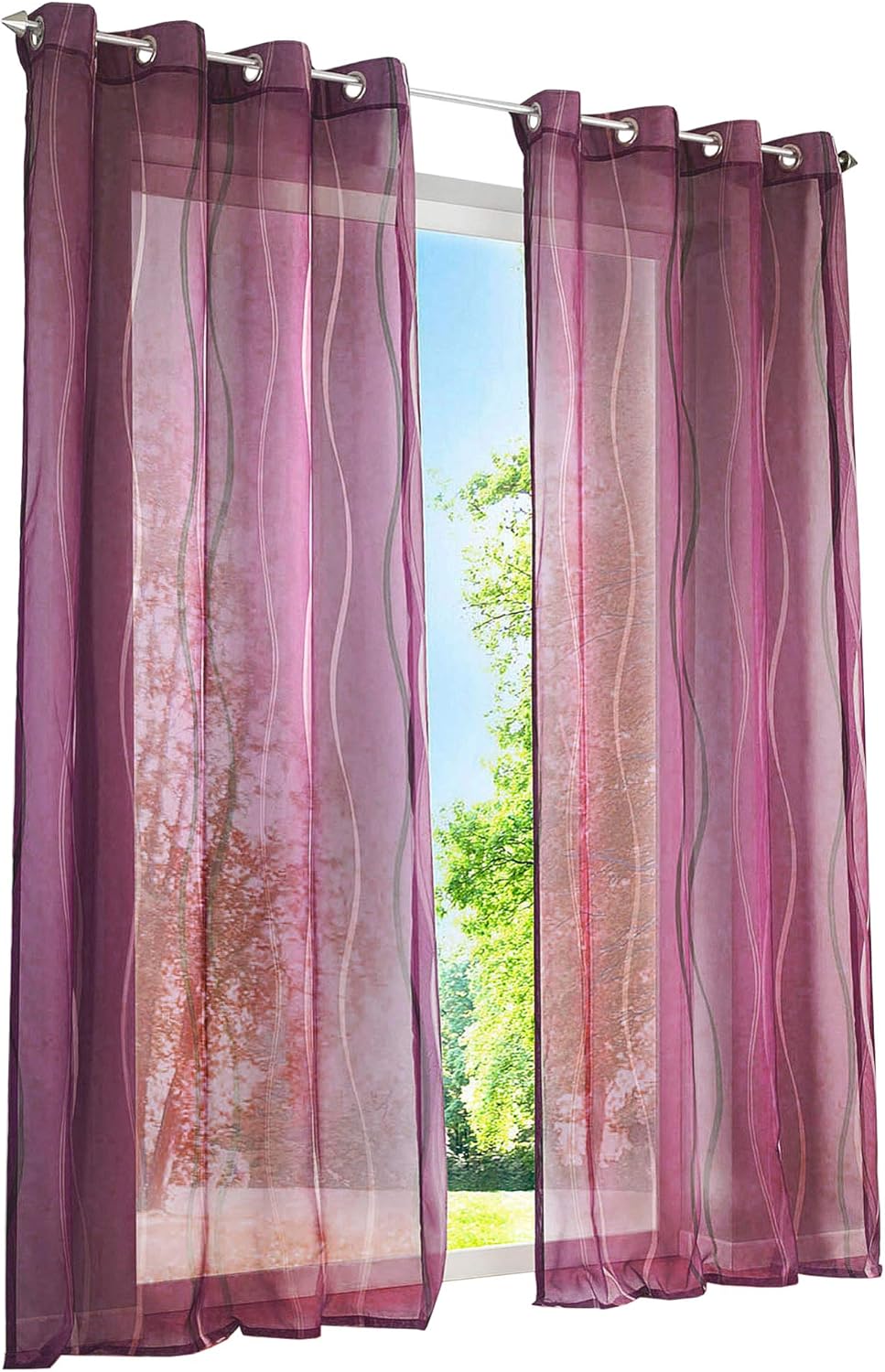 BAILEY JO 1 Piece Semi-Transparent Tinted Voile Curtain with Wave ...