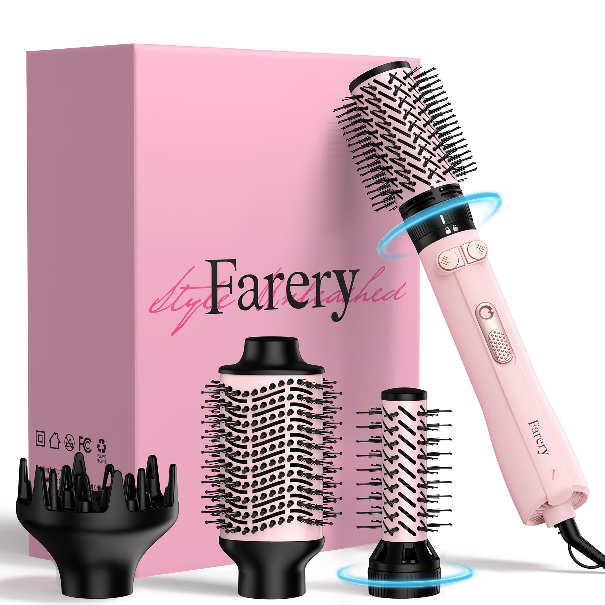 Amazon.com : FARERY 4-in-1 Rotating Hair Dryer Brush Set – 1000W for ...