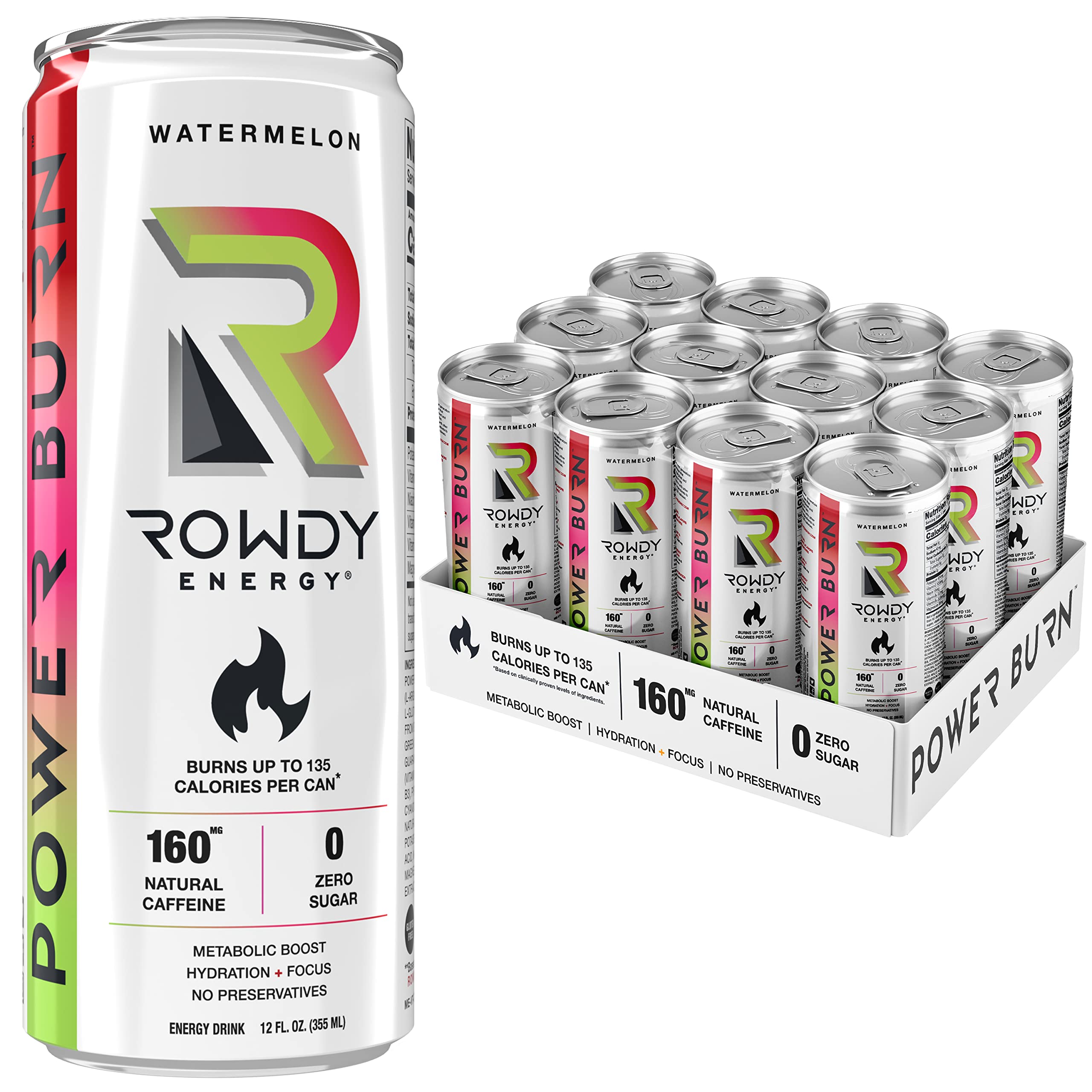 Buy Rowdy Energy Power Burn, Watermelon, Sugar-Free Energy Drink ...