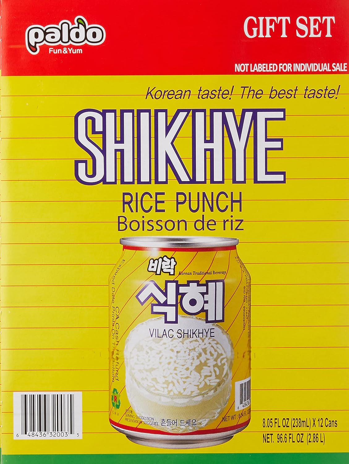 Amazon.com : Paldo Rice Punch 238mL X 12 Cans Gift set, clear, 8.04 Fl ...