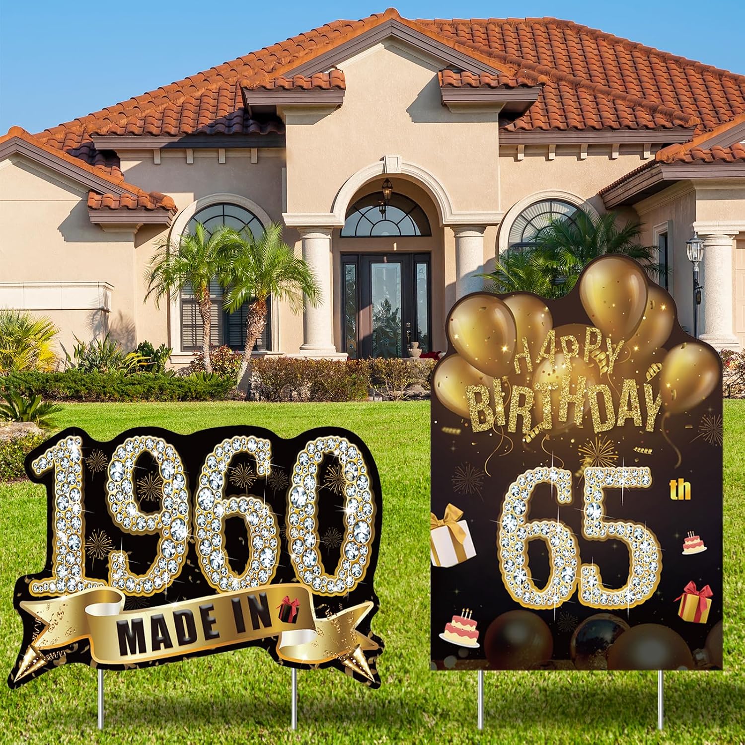 Amazon.com : 2pcs Birthday Yard Signs,65th Birthday Decorations for Men ...