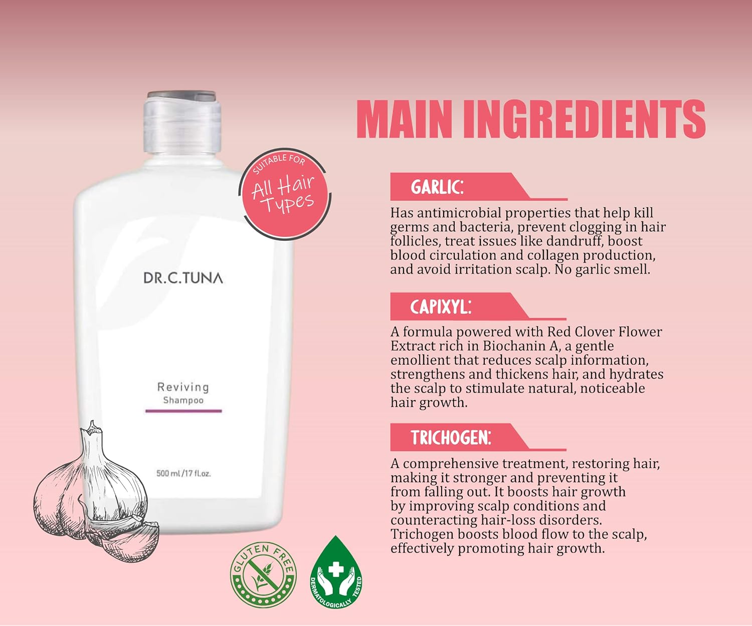 Farmasi,Dr. C. Tuna Reviving Shampoo ,Capixyl Trichogen™ White Garlic ...