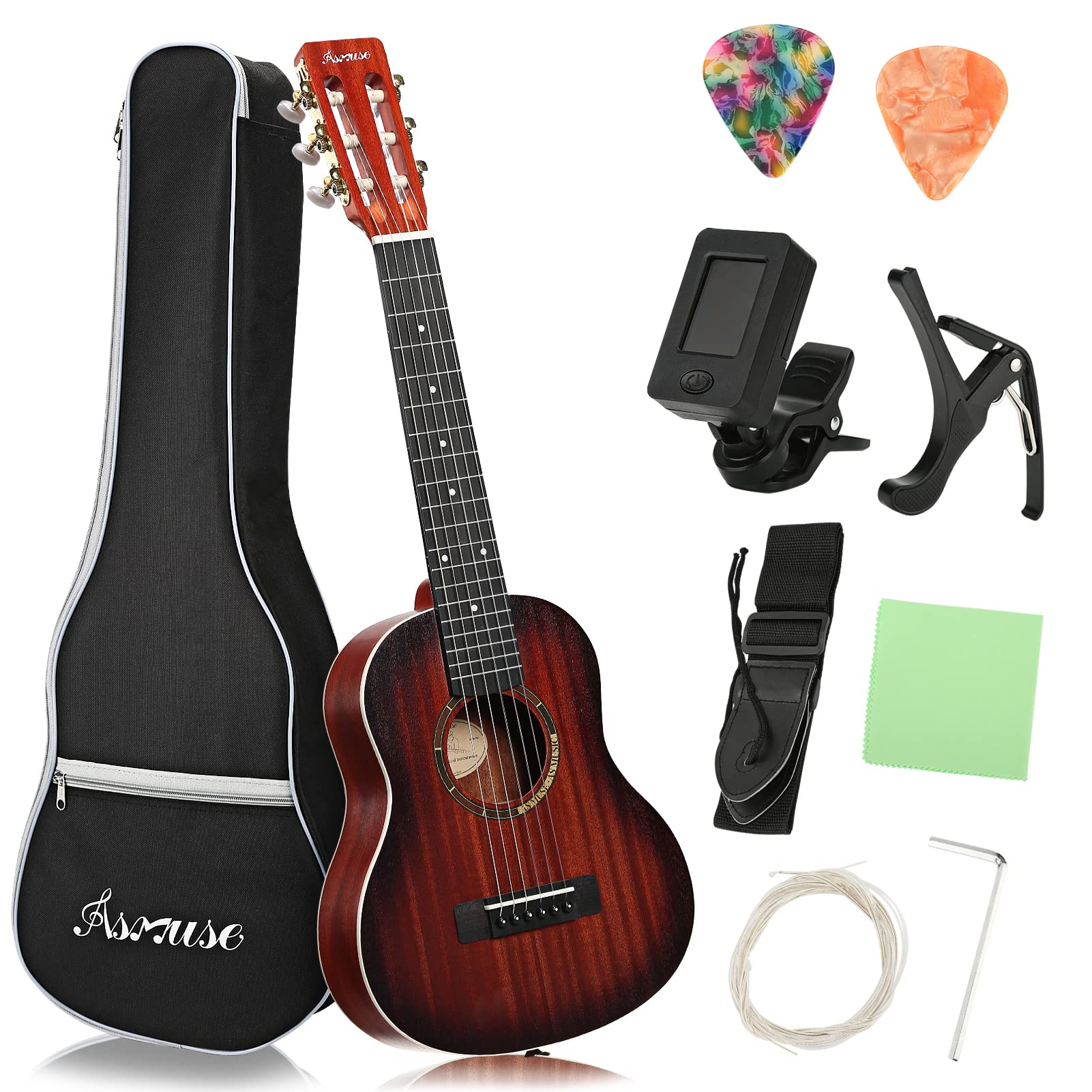 Snapklik.com : Asmuse 30 Classical Guitar, Soild Wood Beginner Acoustic ...