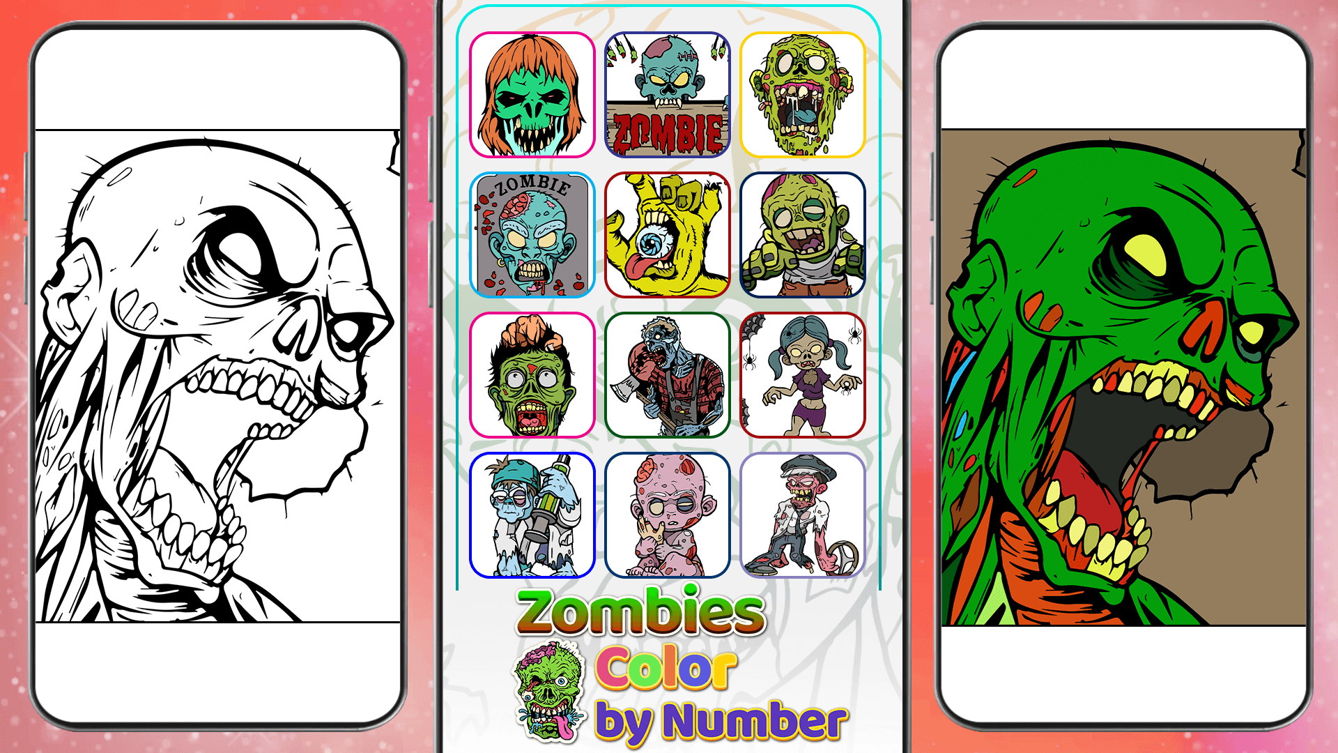 Zombies Color by Number Book - Grownups Paint + Glitter + Crayon + Oil ...