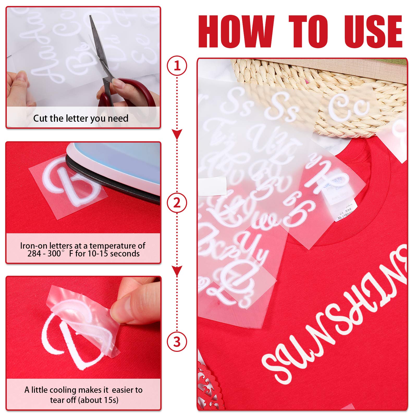 Snapklik.com : 6 Sheet 208 Pieces Iron-on Letters Upper And Lower Iron ...