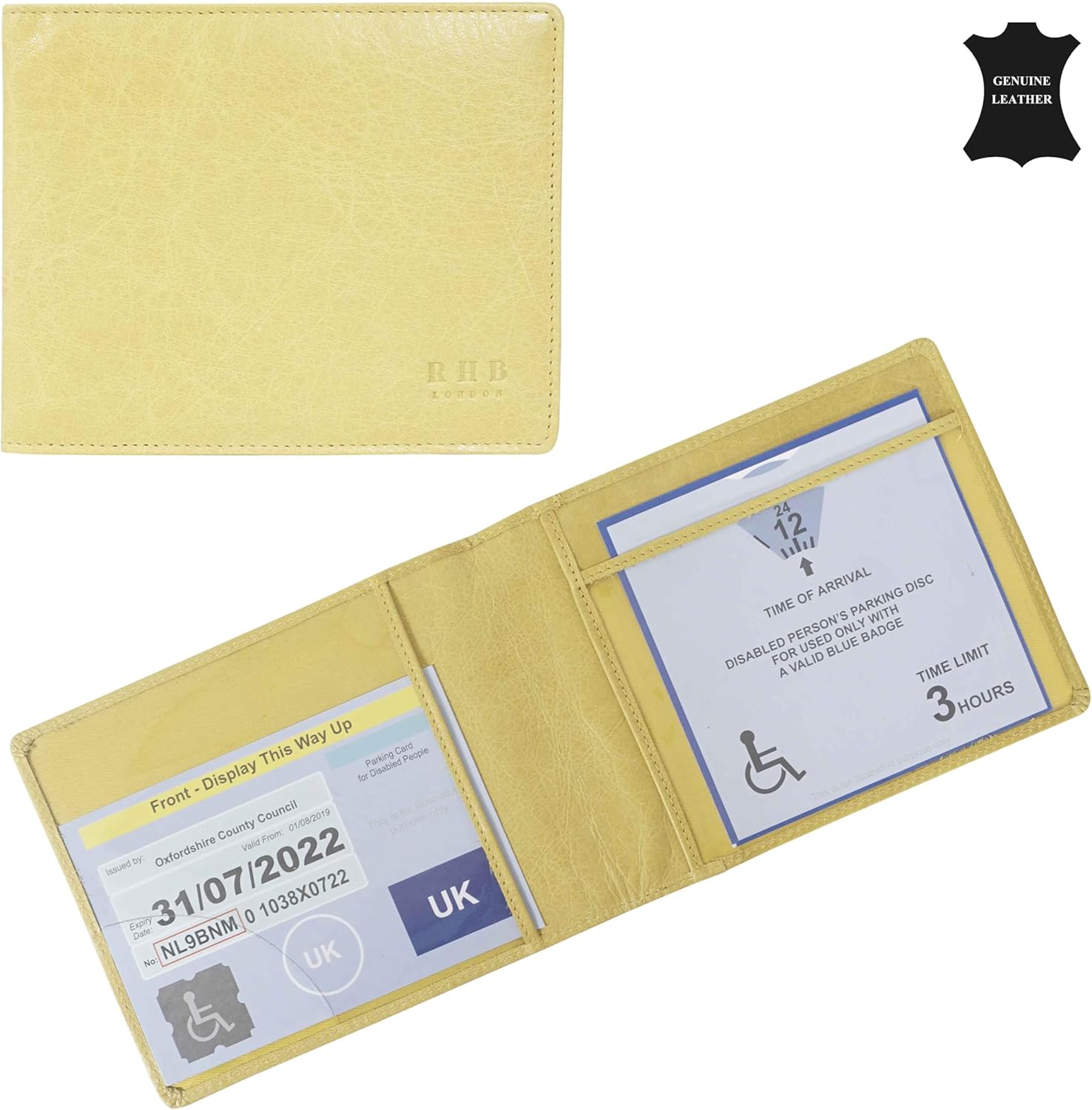 RHB Genuine Leather Disabled Blue Badge Holder with Timer Wallet ...