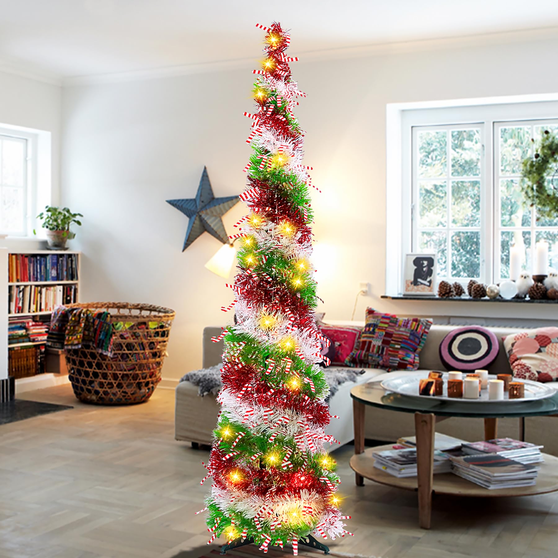 Amazon.com: MUMTOP 5 FT Pop up Christmas Tree with Lights, Collapsible ...