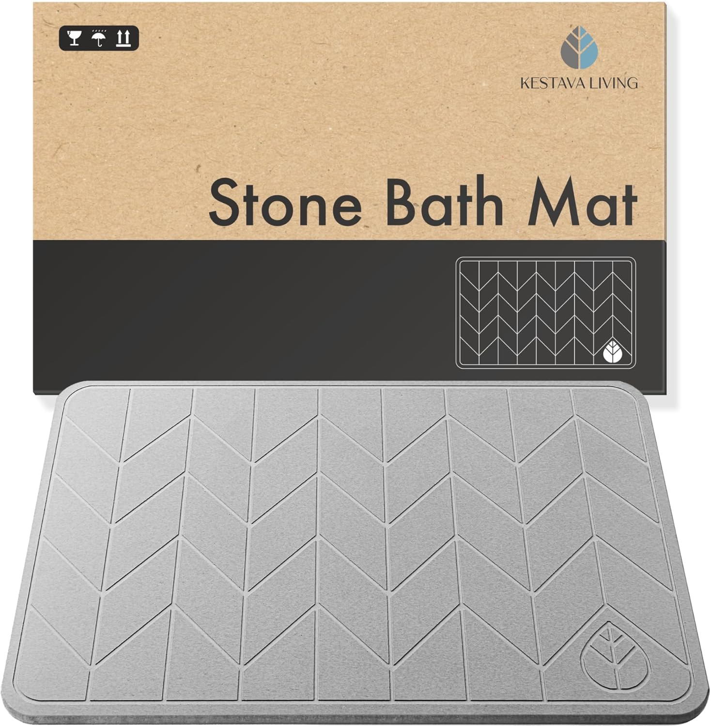 Amazon.com: Kestava Living Premium Diatomite Stone Bath Mat - Large Non ...