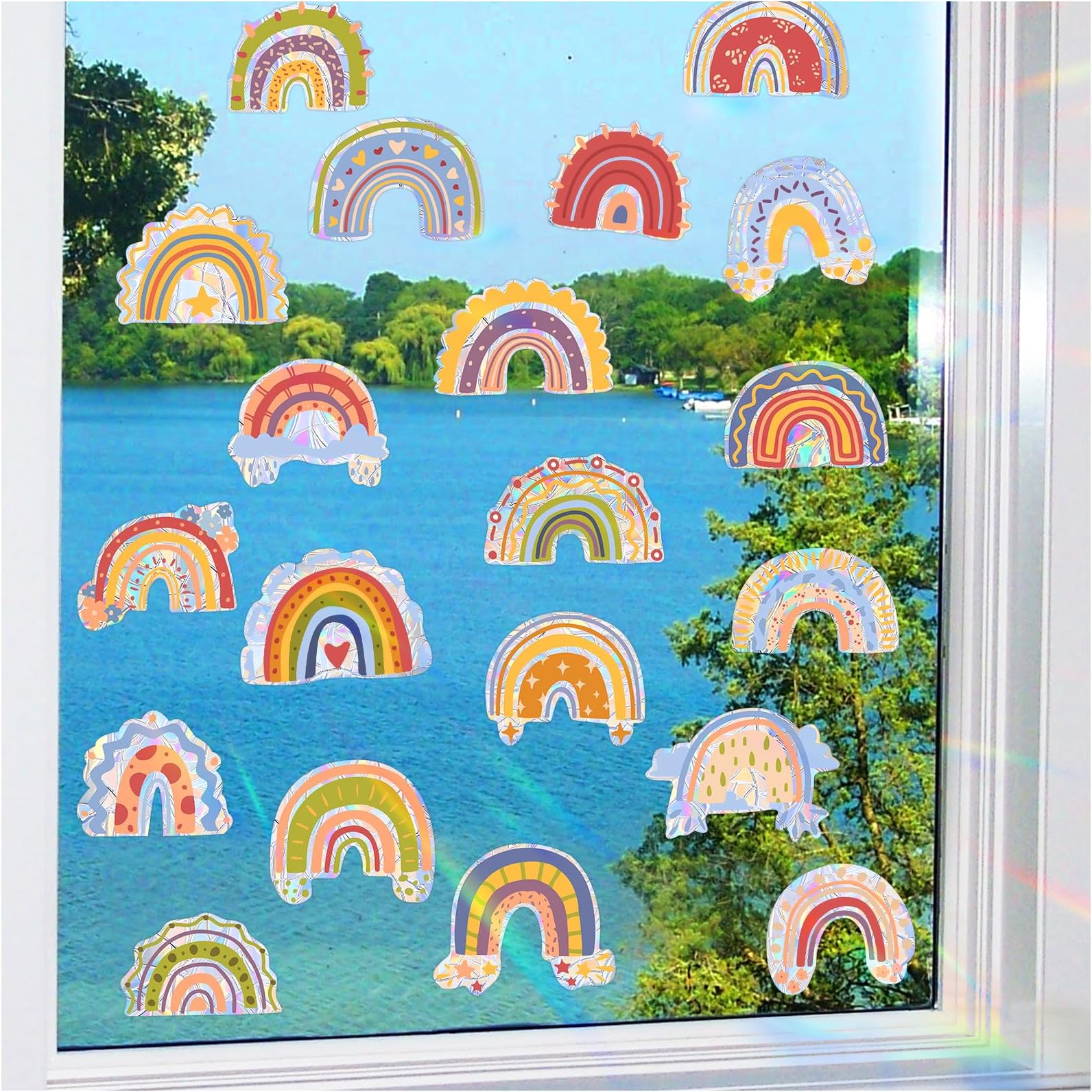 Amazon.com: 1Pcs Colorful Rainbow Clouds Window Stickers Rainbow Window ...