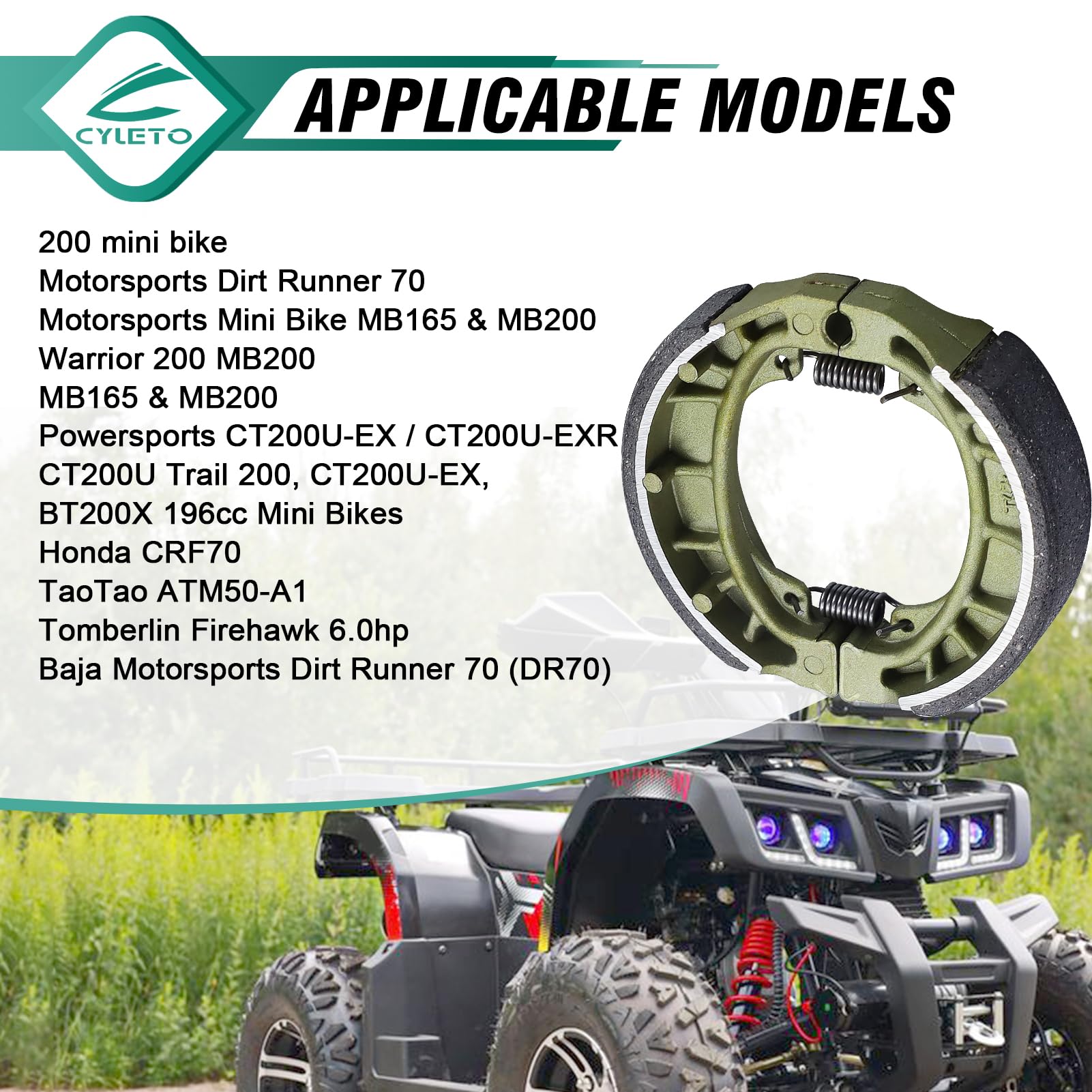 Snapklik.com : CT200U Mini Bike Drum Brake Shoes For Coleman CT200U ...