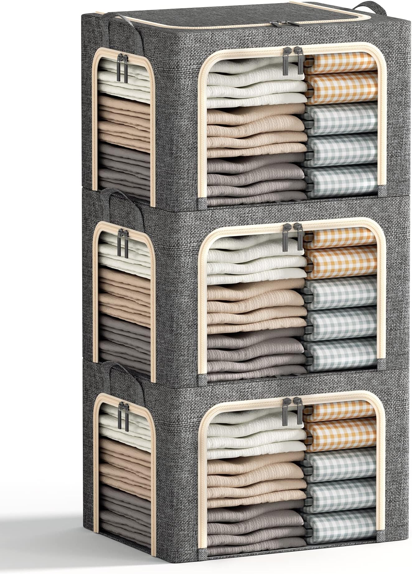 Amazon.com: Extra Large Clothes Storage Bins Box - Linen Fabric ...