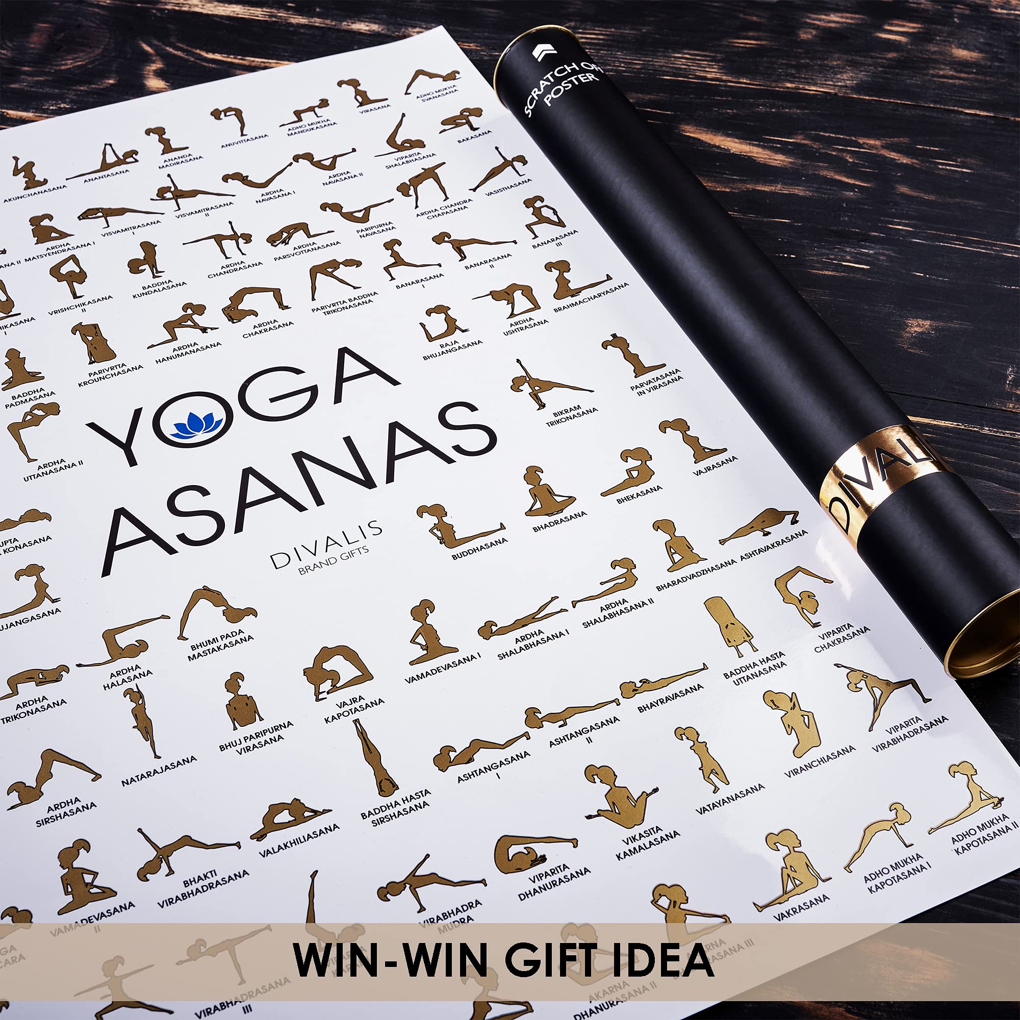 Top 100 Yoga Poses Scratch off Poster - Large Yoga Exercises Chart ...